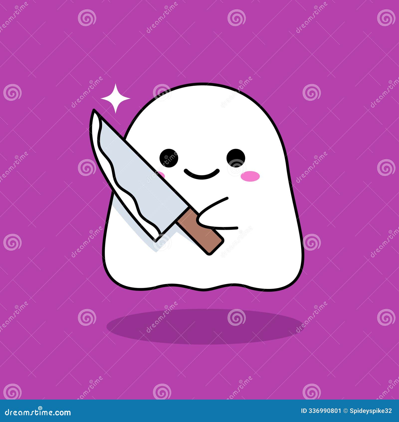 A Cute Ghost is Holding a Knife. Isolated Vector Illustration Stock ...