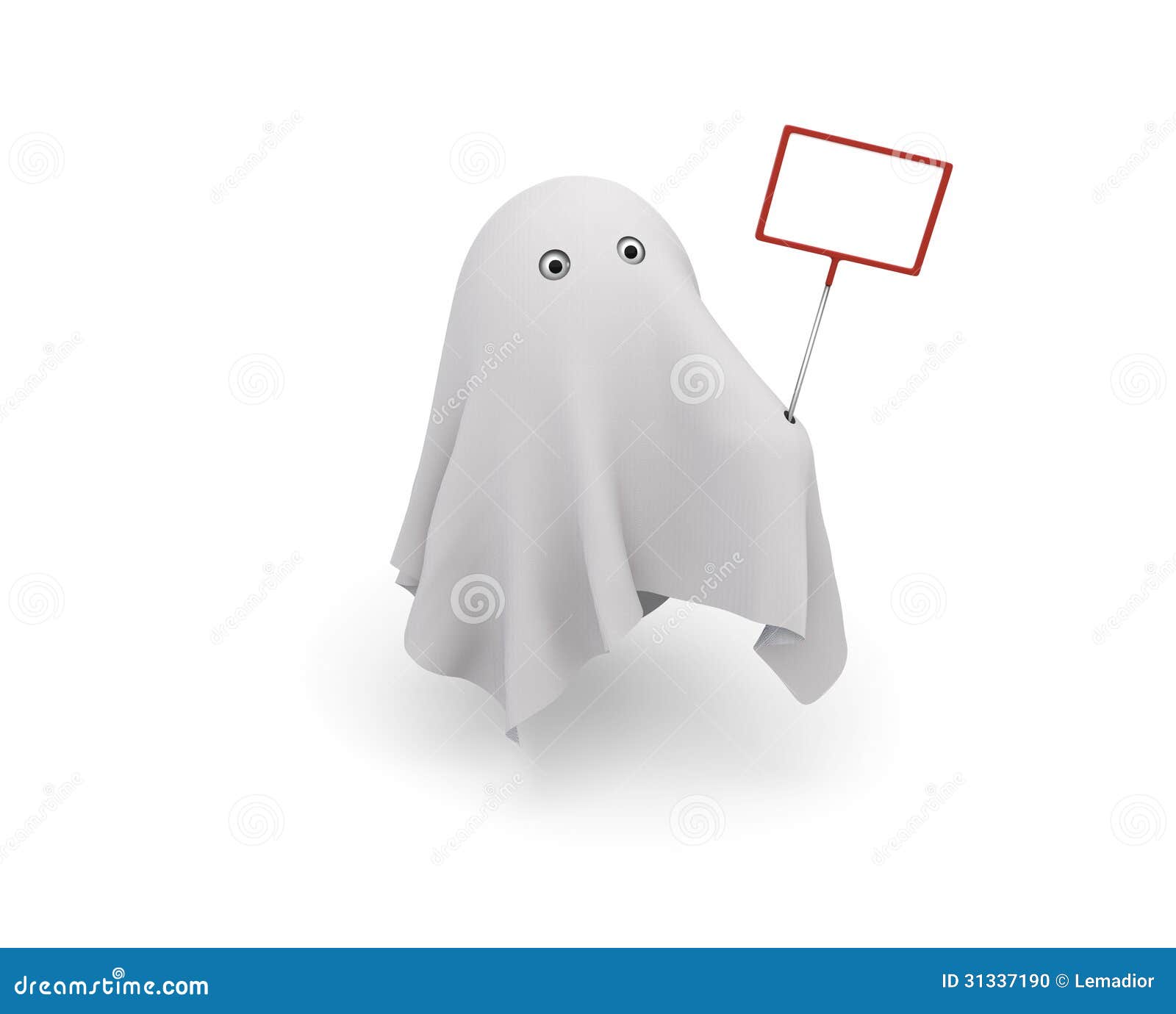 A Cute Ghost that Holding a Sign Stock Illustration - Illustration of ...