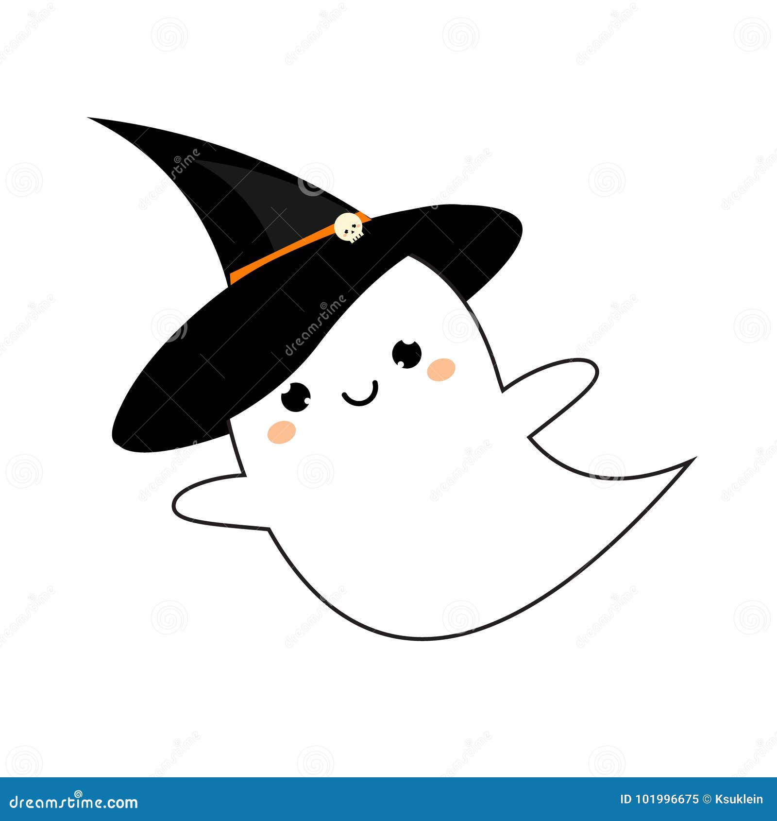 Cute Ghost in Kawaii Style in Halloween Hat. Vector Icon Stock Vector ... Cute Ghost in Kawaii Style in Halloween Hat. Vector Icon Stock Vector ...