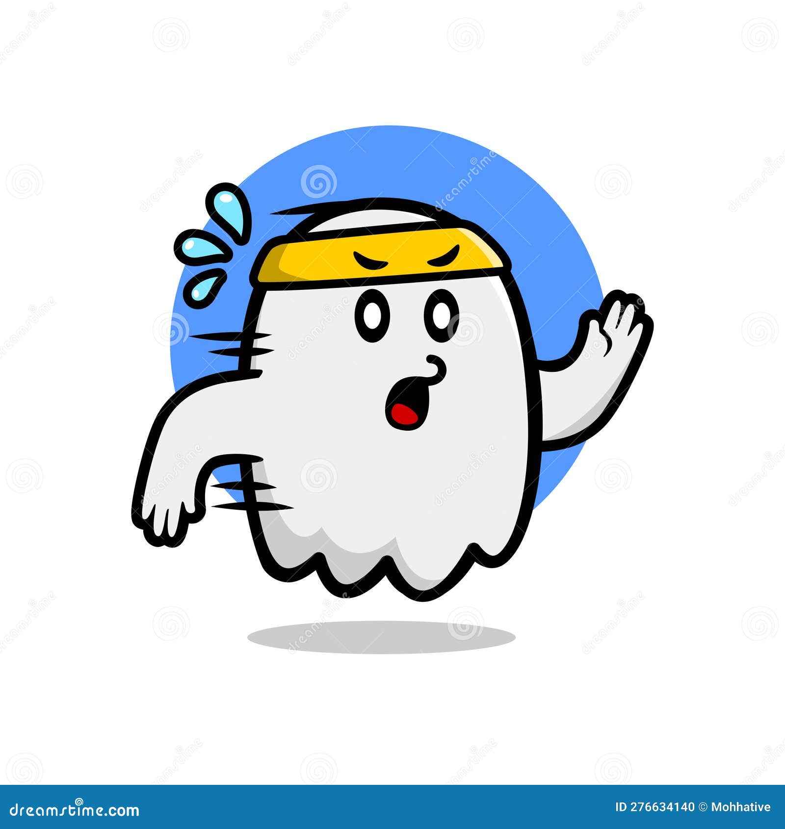Cute Ghost Mascot Illustration Doing Running Sport Stock Vector ...
