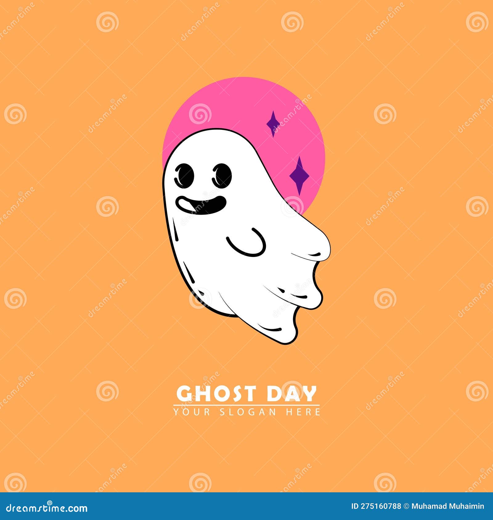 Cute Ghost Mascot Logo Vector Icon Cute Ghost Flying Dancing. Stock ...