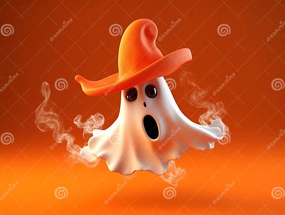 Cute Ghost on an Orange Background Stock Photo - Image of decoration ...