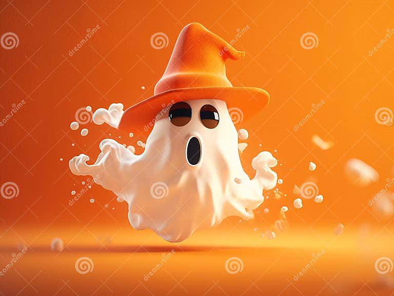 Cute Ghost on an Orange Background Stock Image - Image of october ...