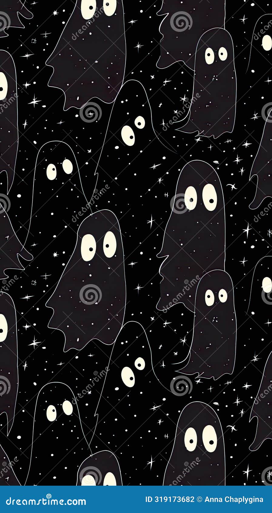 Cute Ghost Pattern on Dark Background Halloween Wallpaper Stock ...