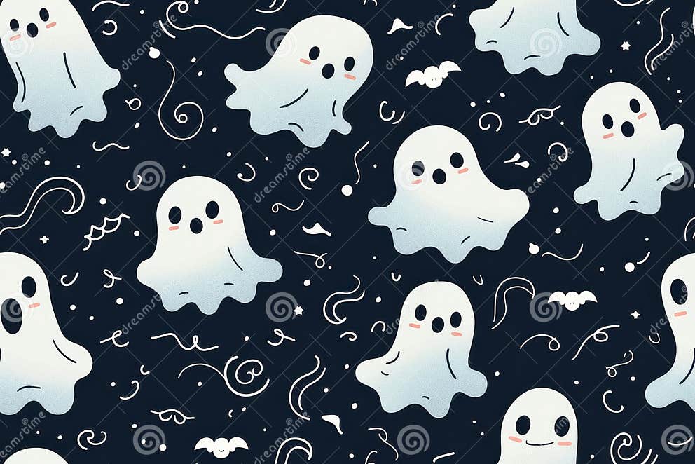 Cute Ghost Pattern stock illustration. Illustration of minimalist ...