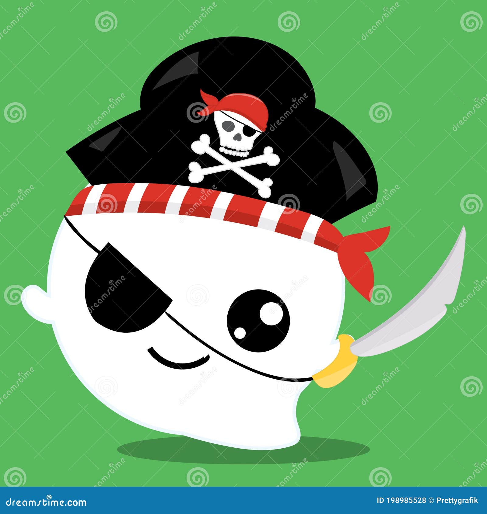 Cute ghost ghost pirate 07 stock vector. Illustration of pirate - 198985528