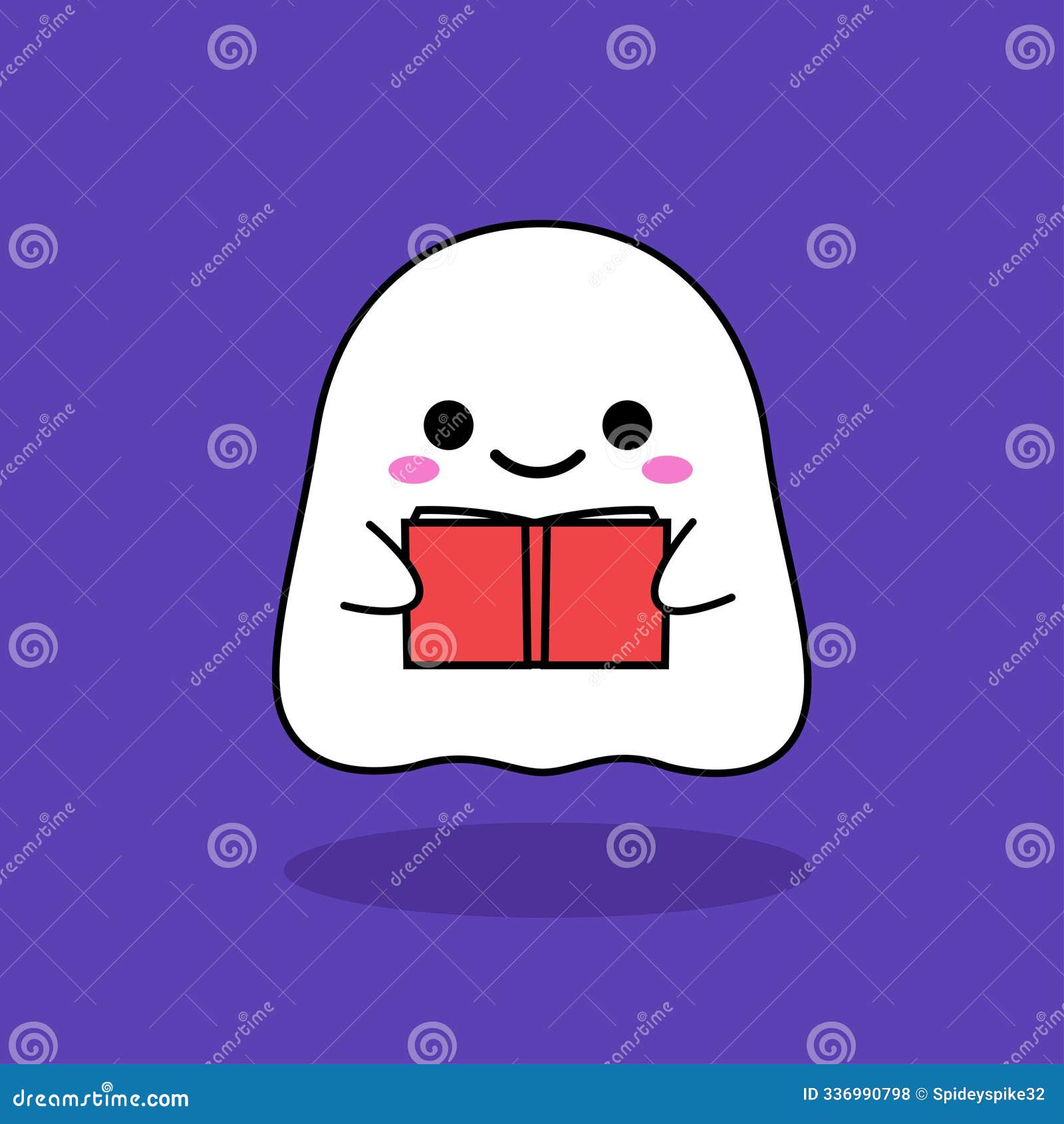 A Cute Ghost is Reading a Book. Isolated Vector Illustration Stock ...