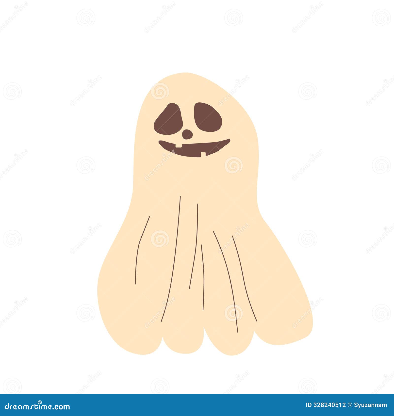 Cute Ghost with a Smiling Face Isolated on White Background. Vector ...
