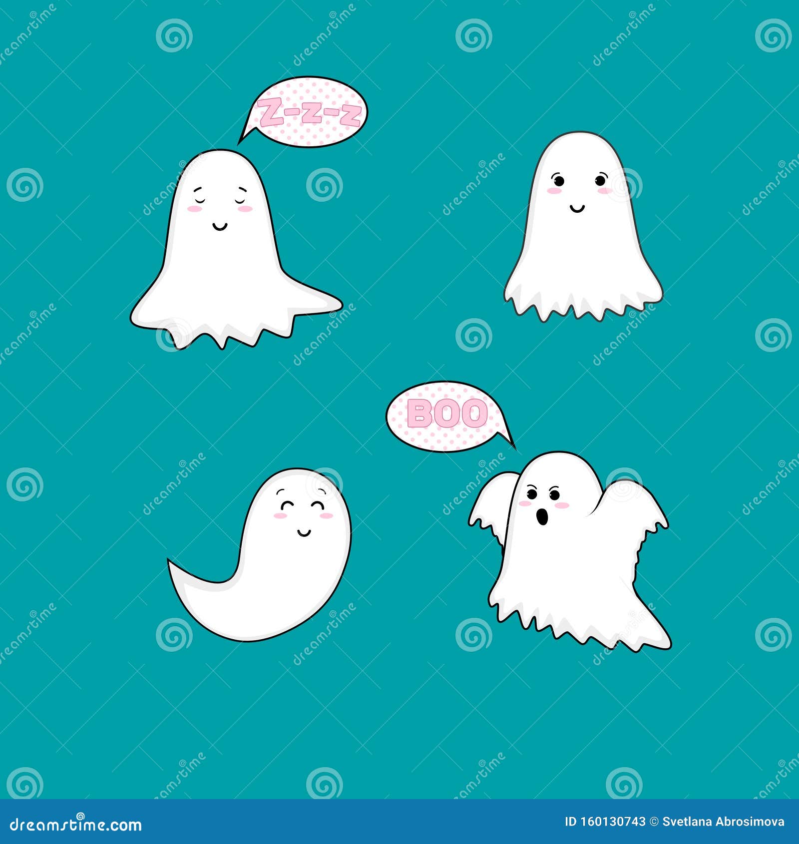 Cute ghosts stock vector. Illustration of spooky, ghost - 160130743