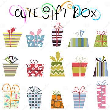 Cute gift box vector 2 stock vector. Illustration of season - 9349550