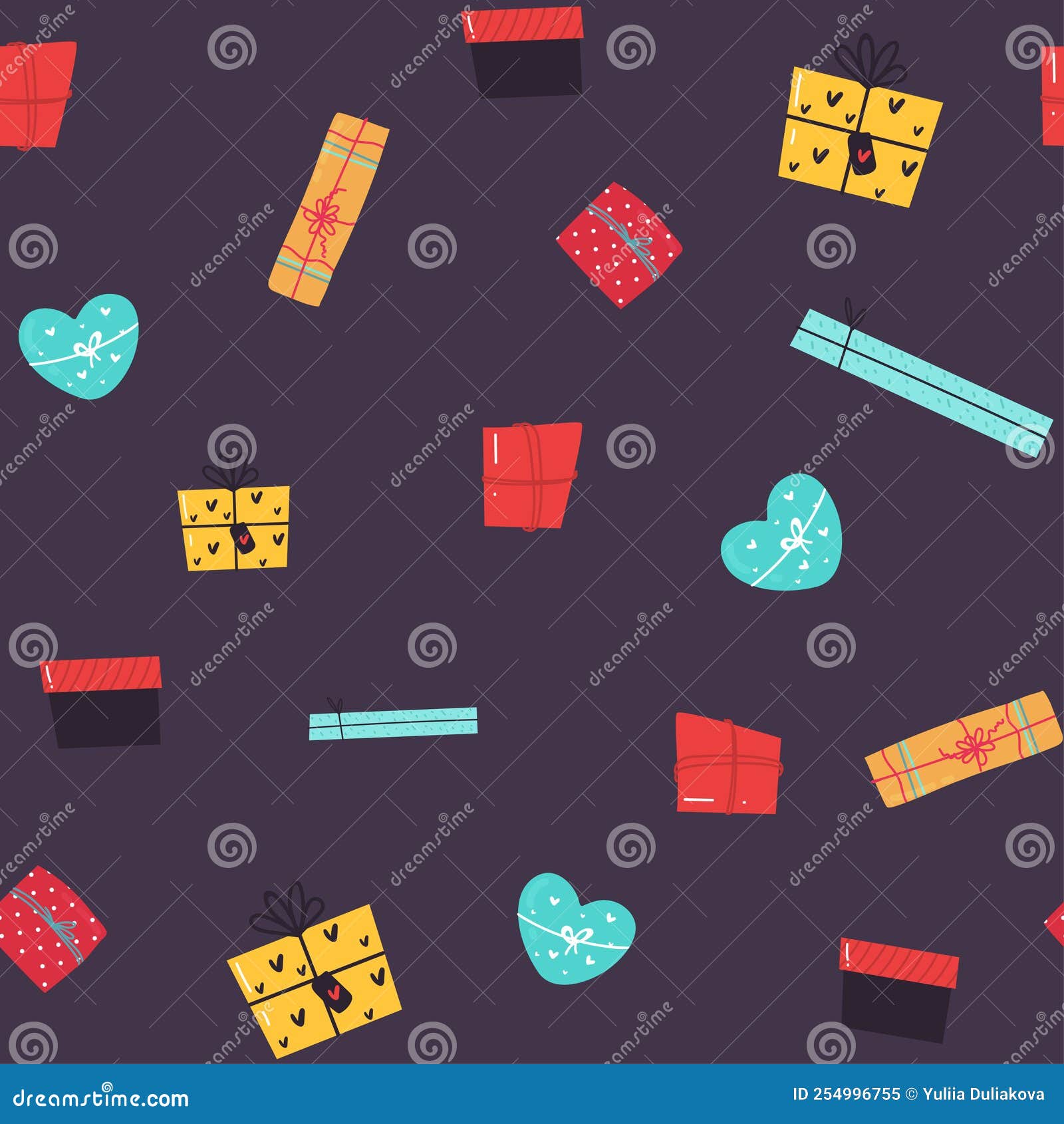 Cute Gift Boxes Seamless Pattern. Vector Colorful Festive Background ...