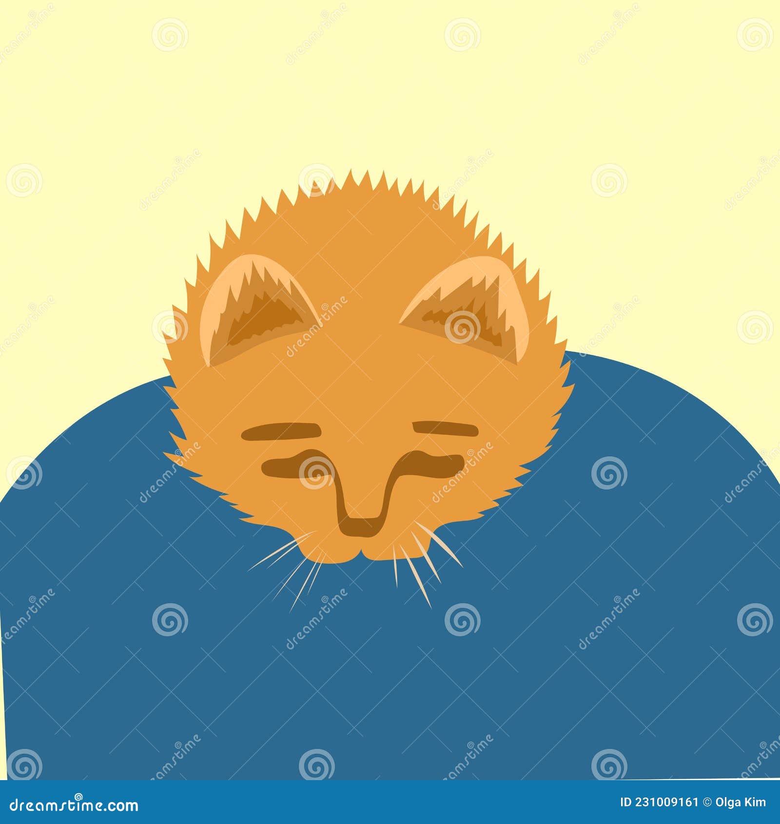 Cute Ginger Cat Feeling Sad and Guilty. Student Stock Vector ...
