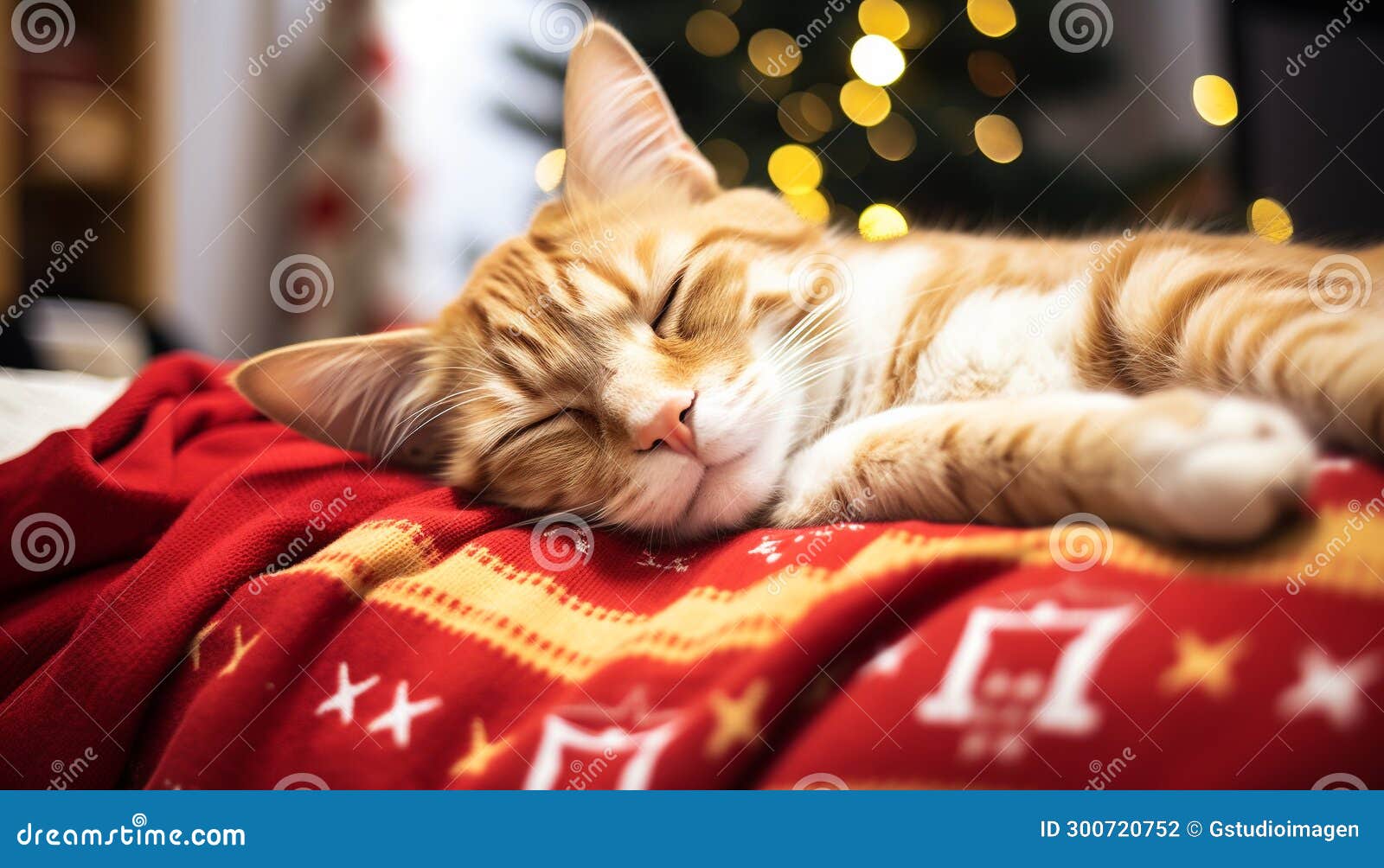 Cute Ginger Cat Sleeping, Cozy and Pampered Generated by AI Stock Photo ...