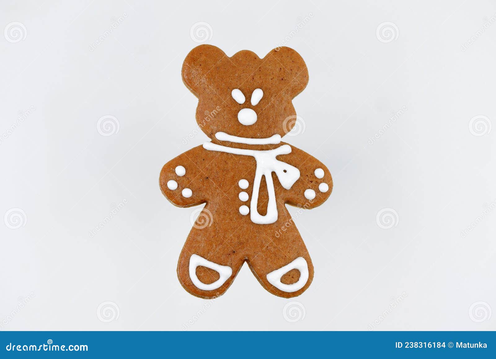 Cute Gingerbread Bear Decorated with White Icing Stock Photo - Image of ...