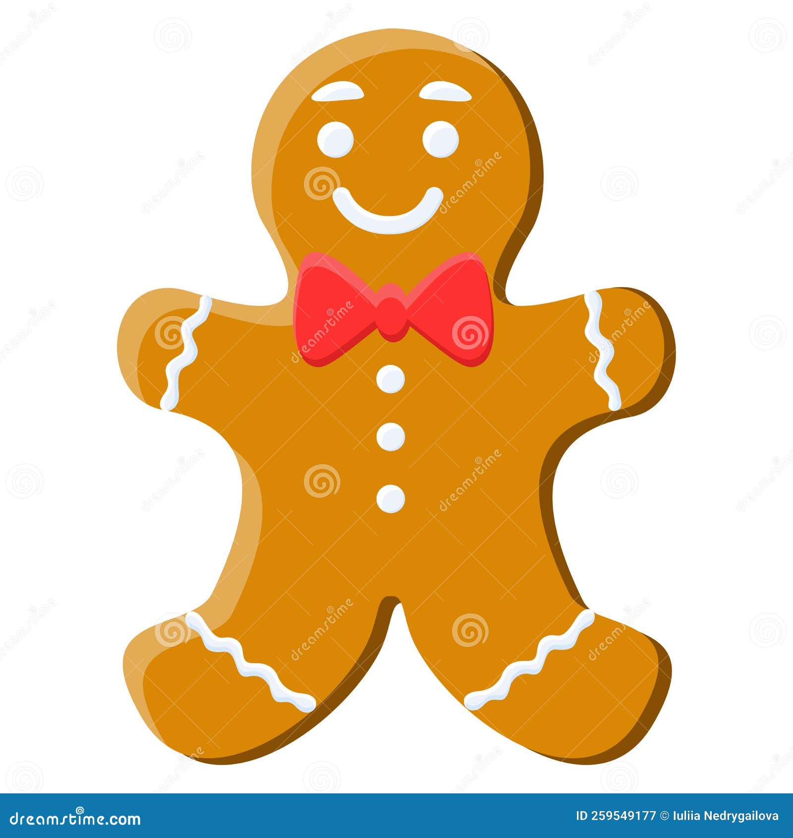 Cute Gingerbread Man Cookie for Christmas, Vector Stock Vector ...
