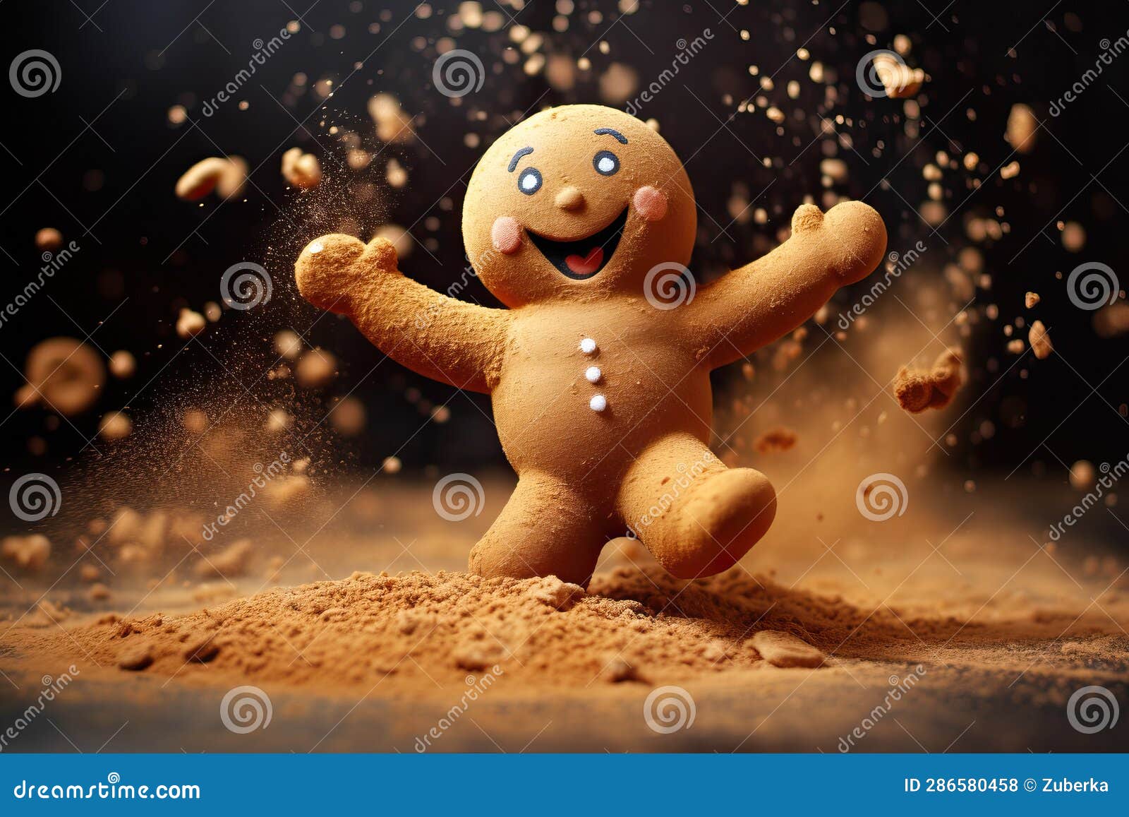 Cute Gingerbread Man Dancing Stock Illustration - Illustration of blur ...