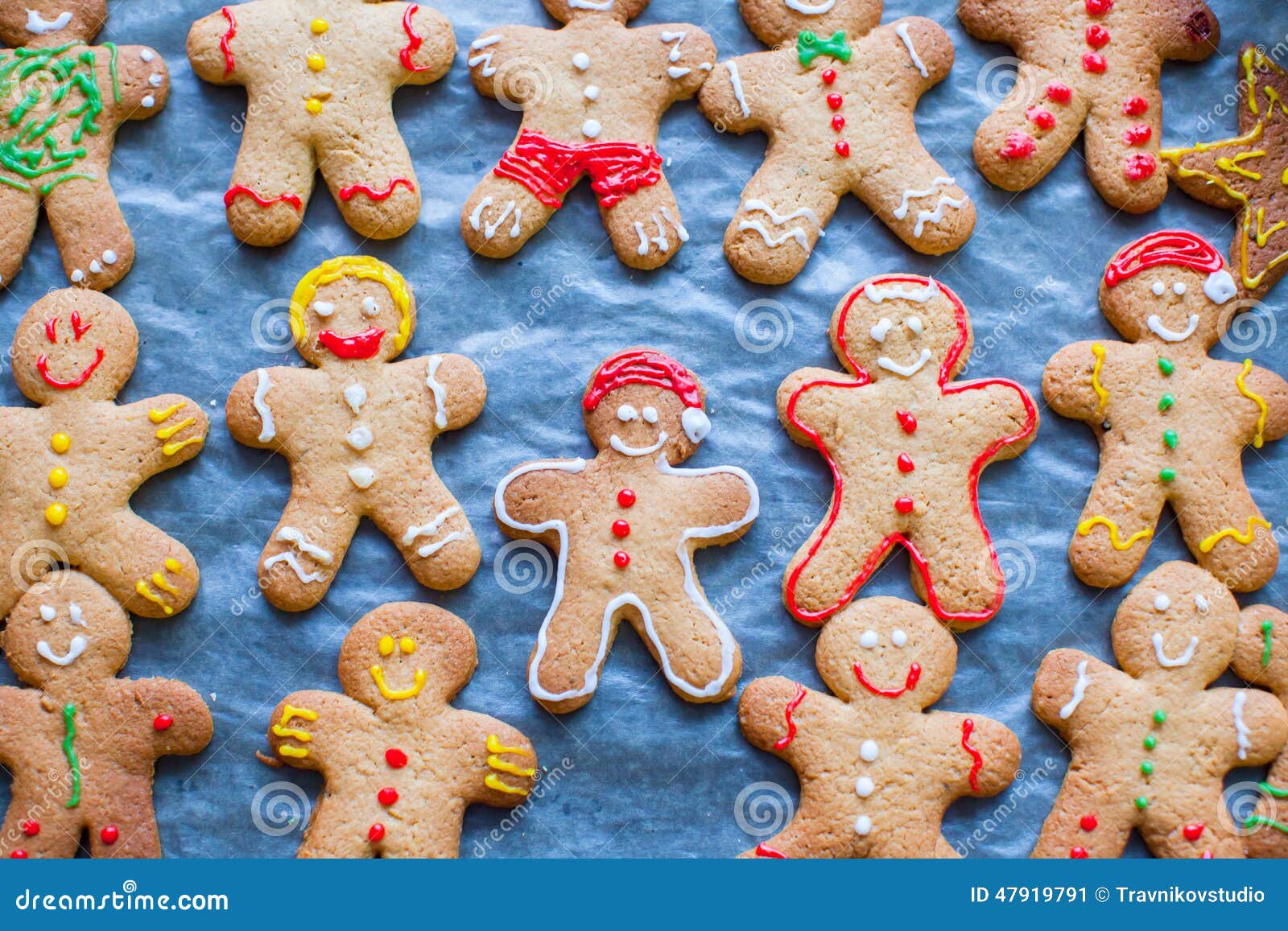 Cute Gingerbread Men on Baking Sheet for Christmas Stock Image - Image ...