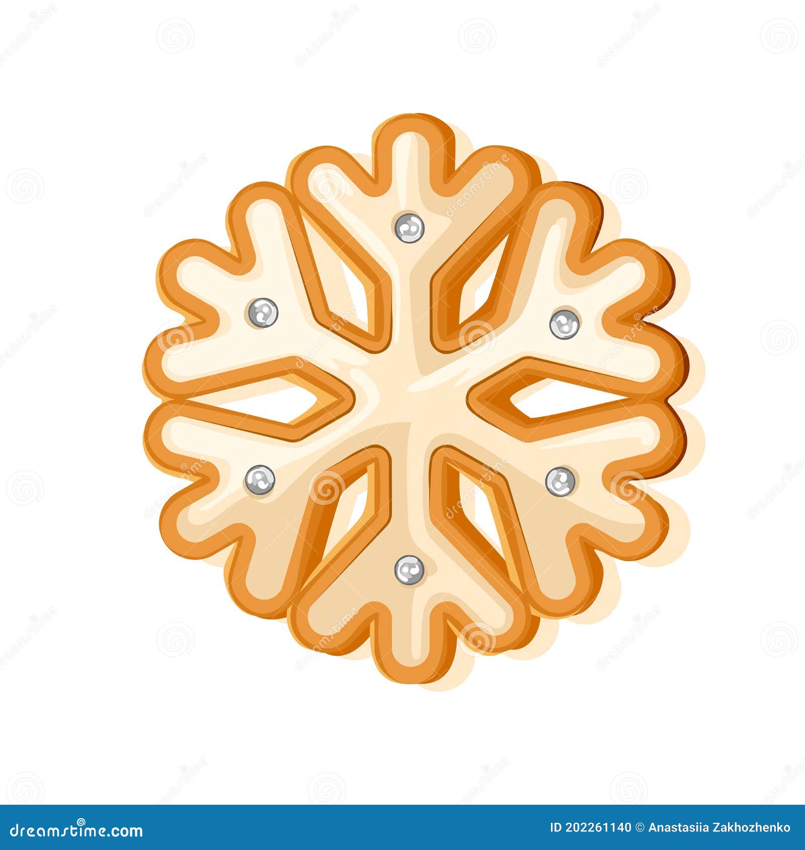 Cute Gingerbread Snowflake for Christmas. Stock Vector - Illustration ...