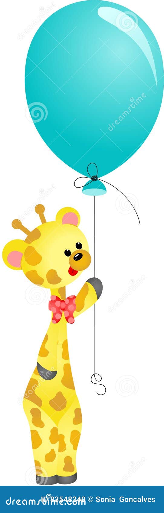Cute giraffe with balloon stock vector. Illustration of clip - 83548240