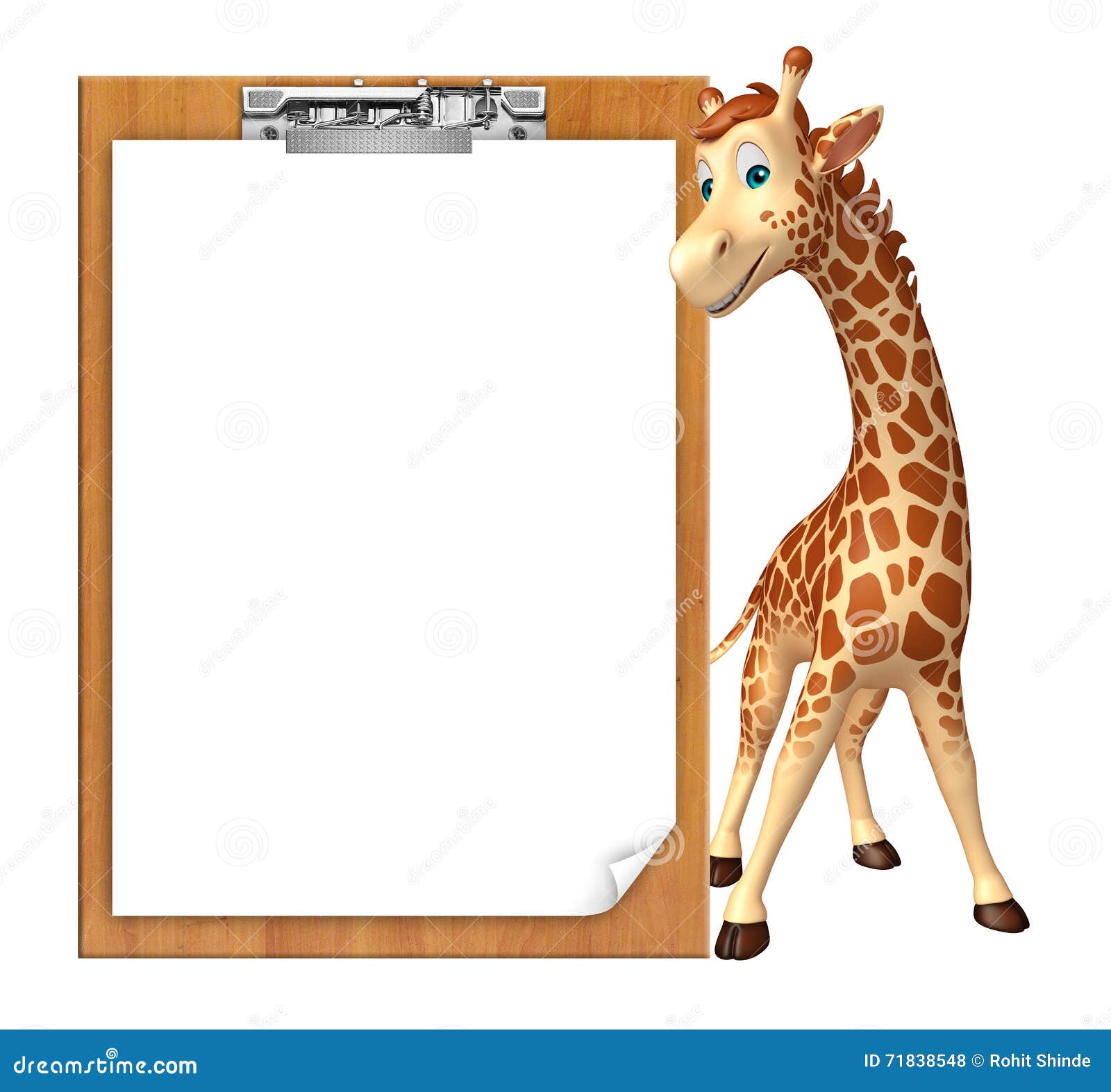 Cute Giraffe Cartoon Character with Exam Pad Stock Illustration ...