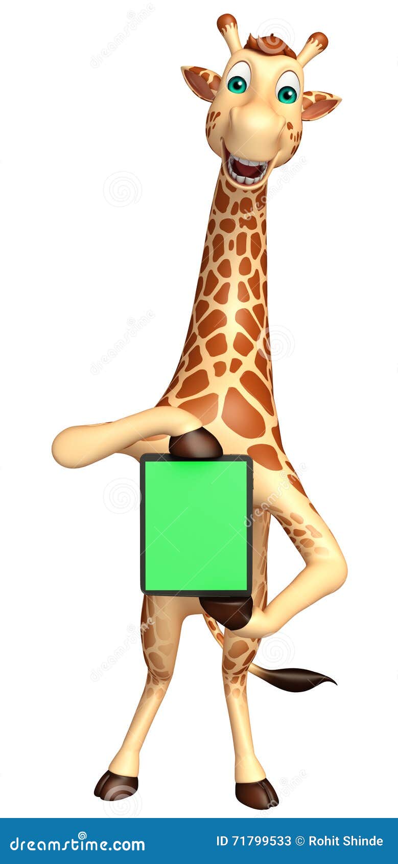 Cute Giraffe Cartoon Character with Tab Stock Illustration ...