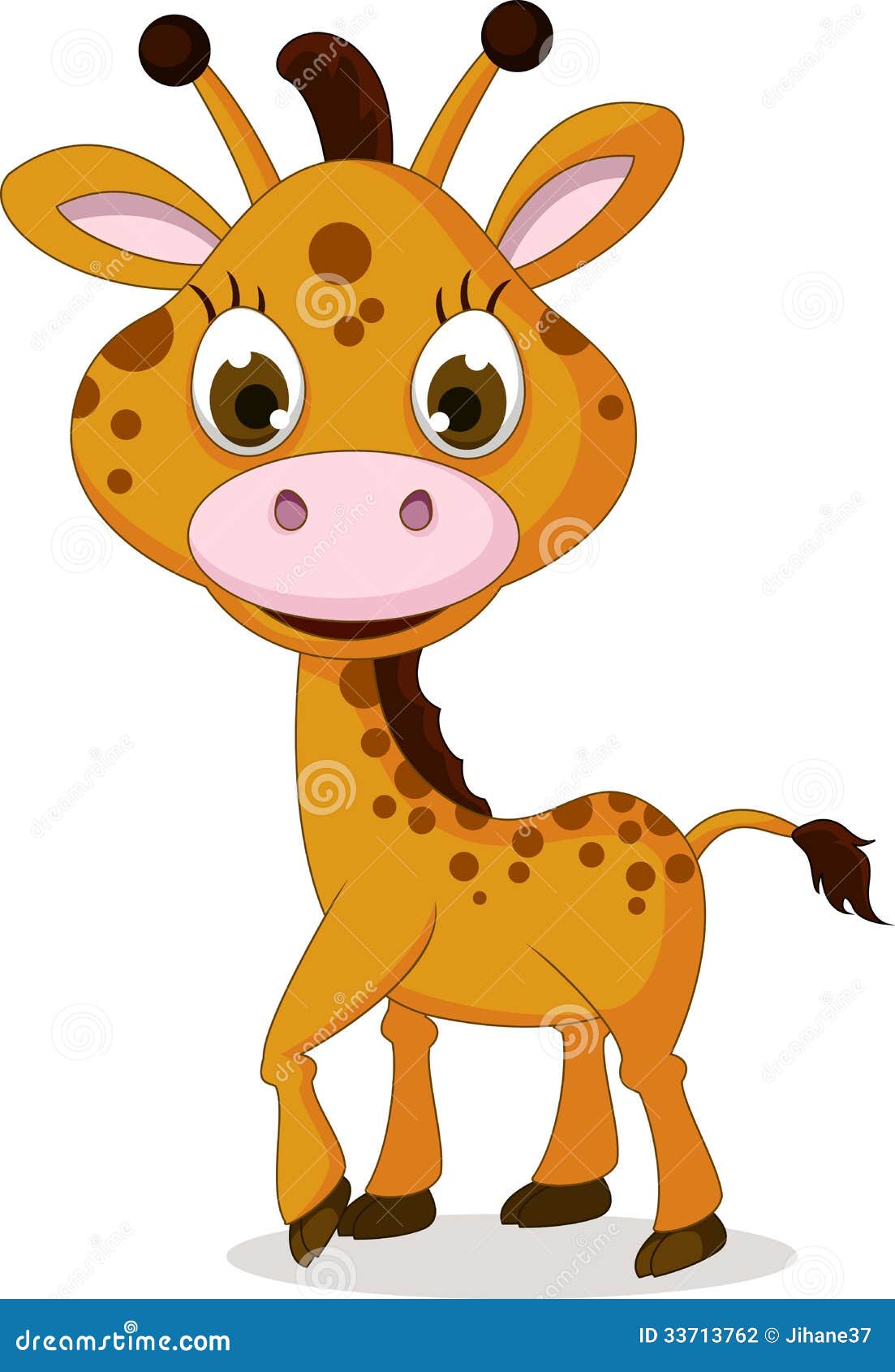 Cute Giraffe Cartoon Smiling Stock Illustration - Illustration of ...