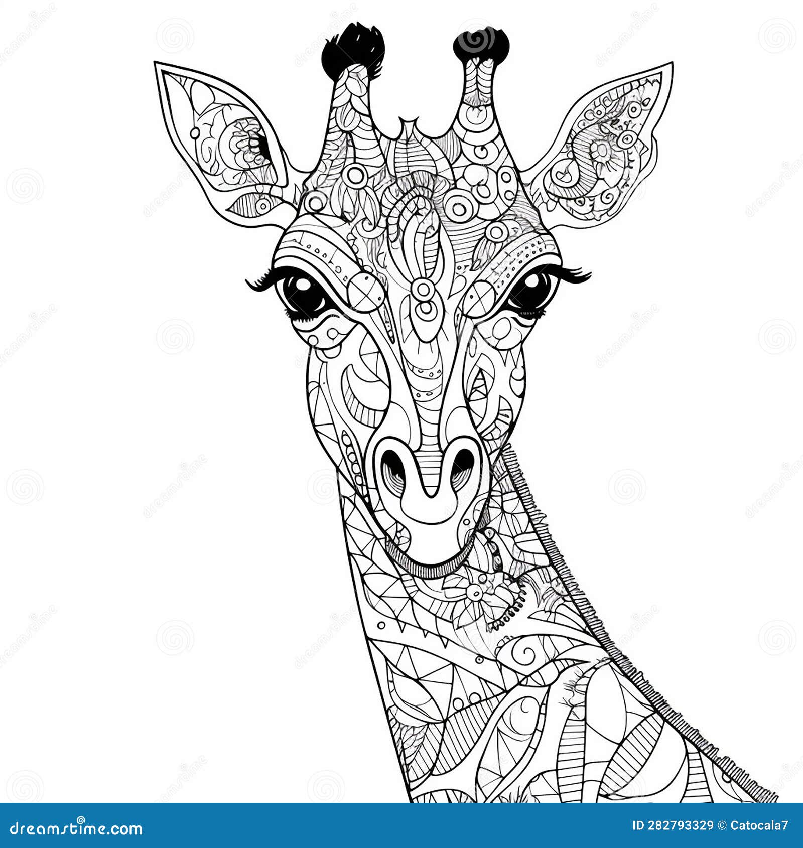 Cute Giraffe, Drawing for Coloring, Mandala Patterns, Stock ...