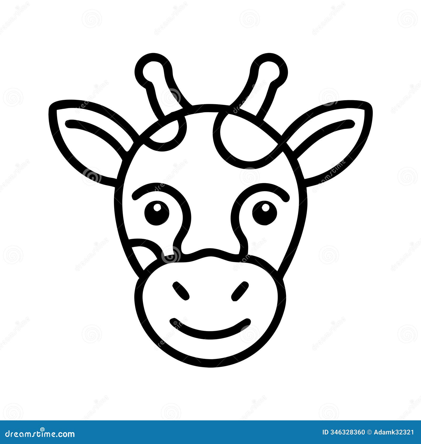 Cute Giraffe Face Outline Simple Vector Illustration for Kids and ...