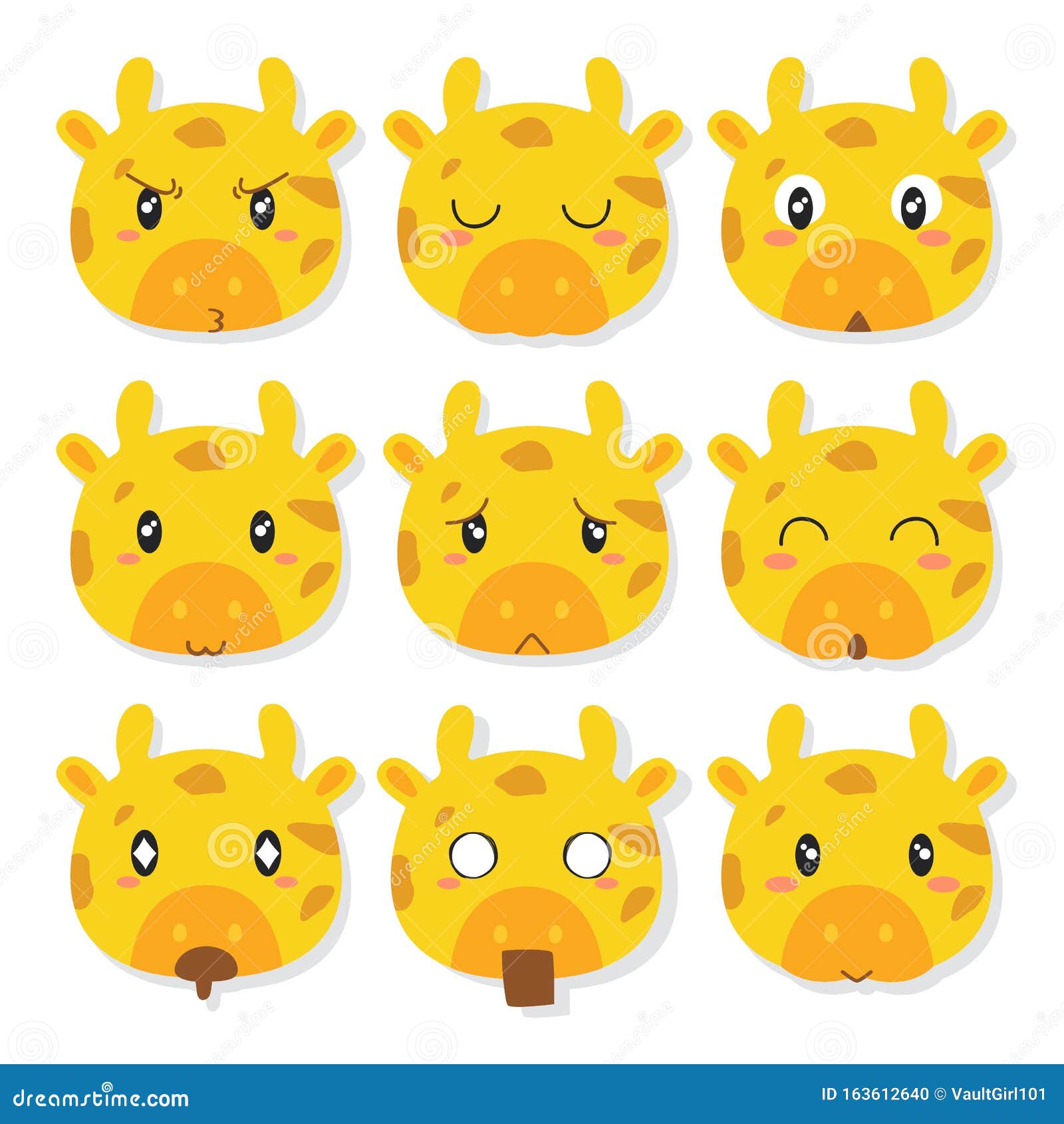 Cute Giraffe Emoticons Vector Set Stock Vector - Illustration of ...