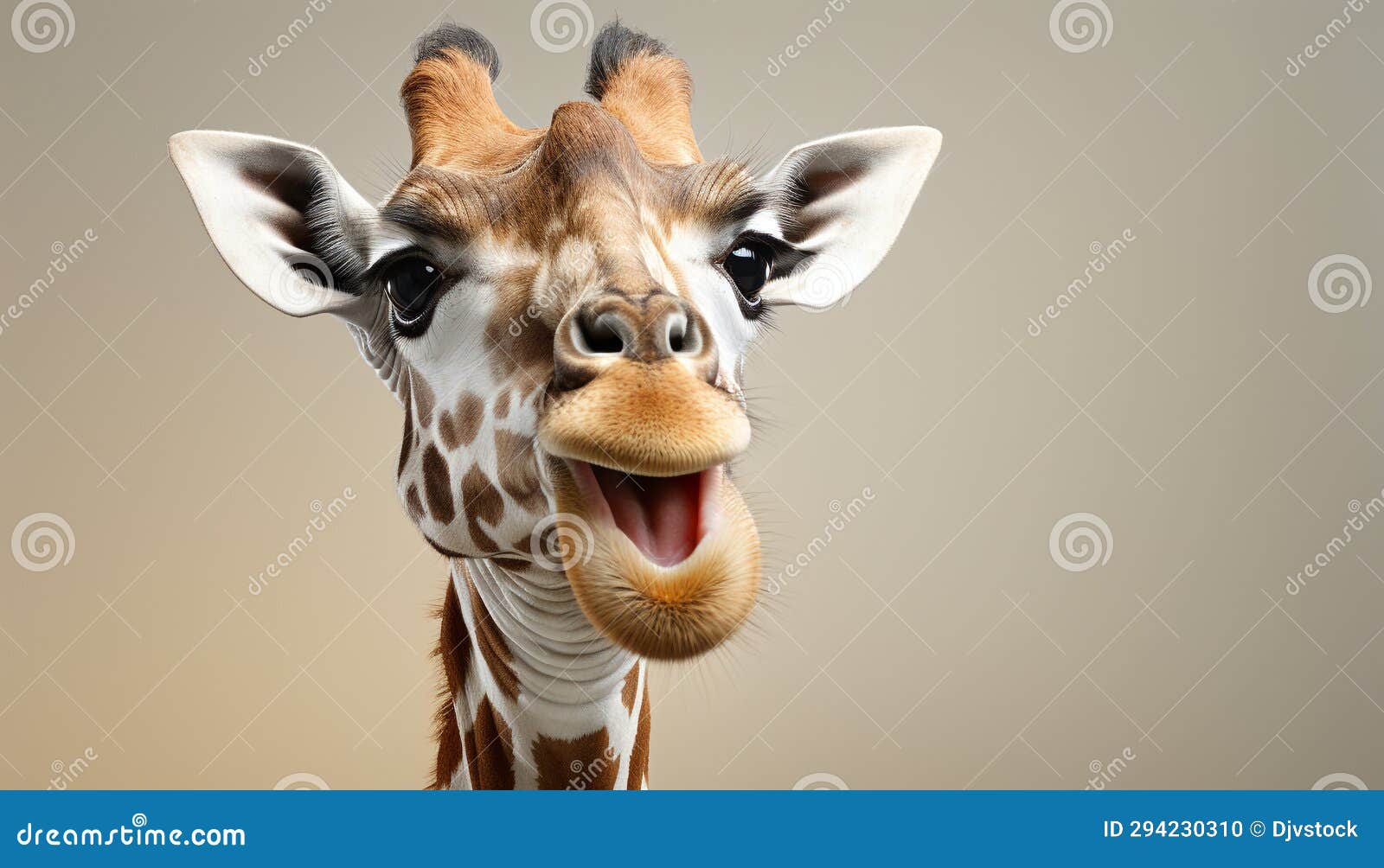 Cute Giraffe Looking at Camera, Standing in Grassy Safari Generated by ...