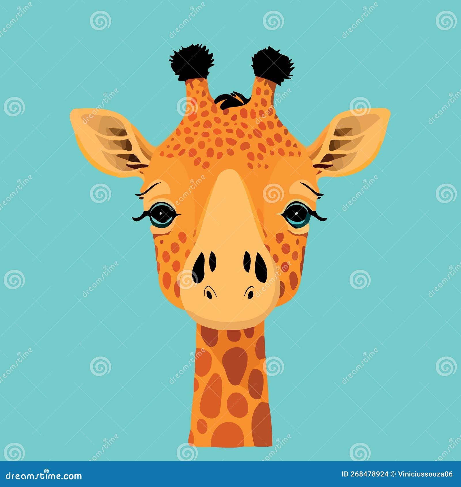 Cute Giraffe Mammal Animal Head Stock Vector - Illustration of giraffe ...