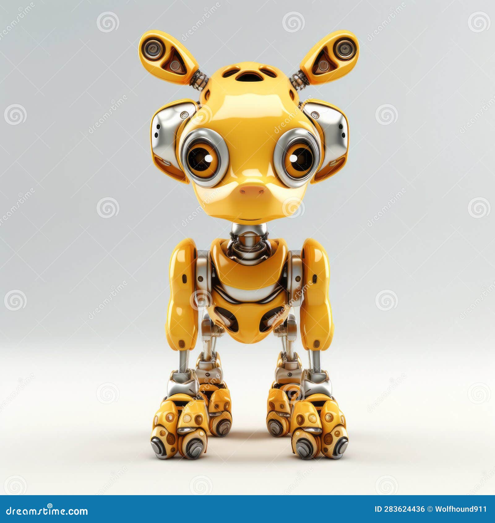 Cute Giraffe Robot, Robotic Animal Isolated Over White Background. AI ...