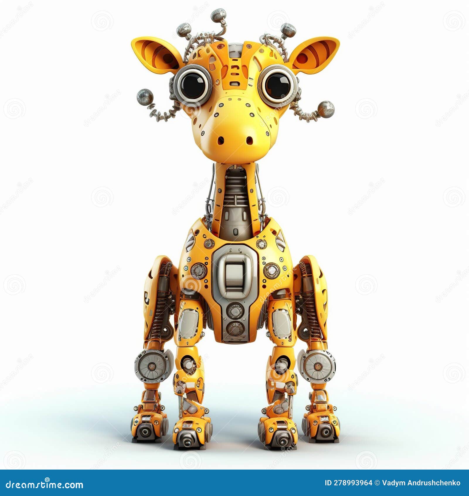 Cute Giraffe Robot, Robotic Animal Isolated Over White Background ...