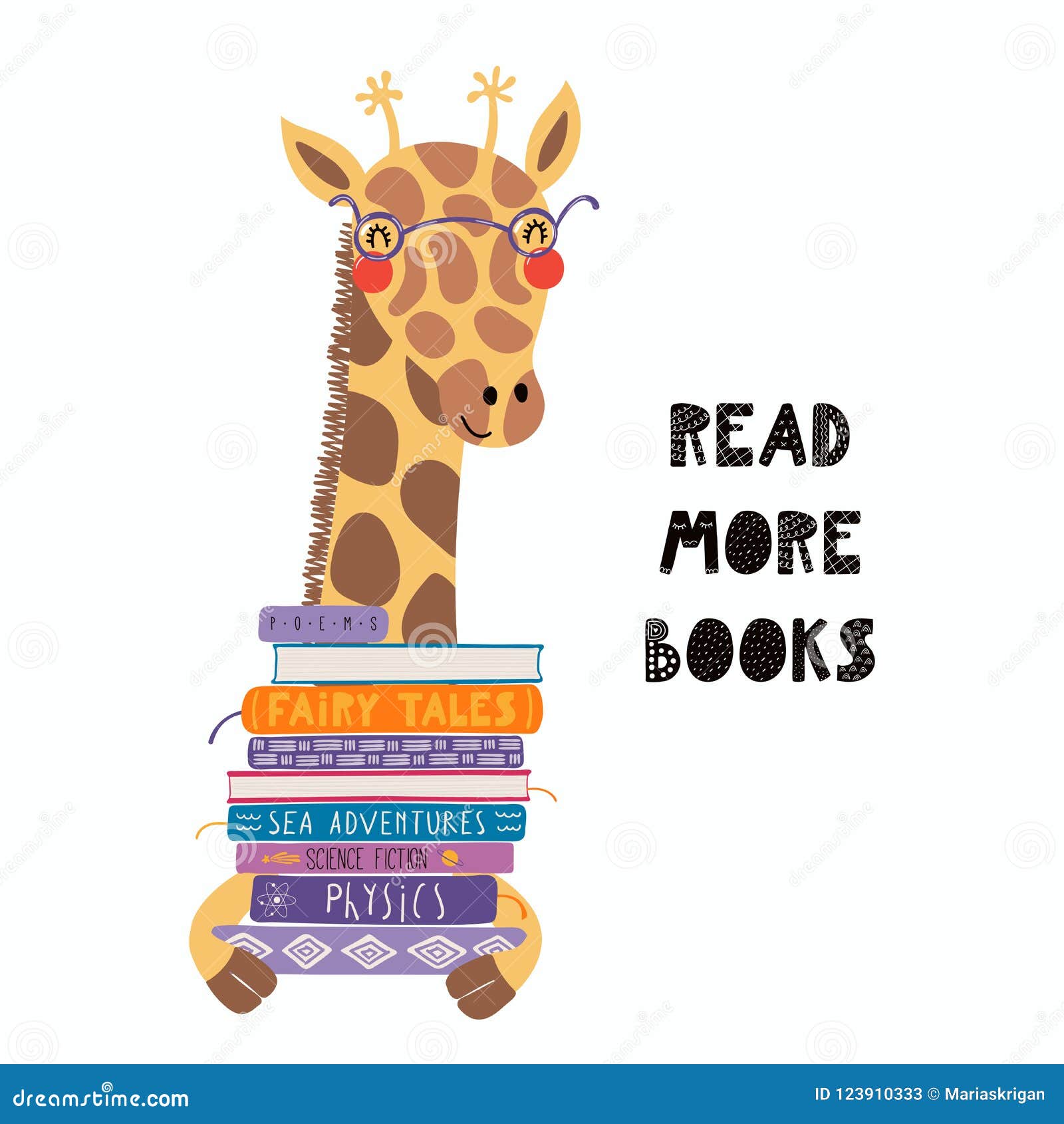 Giraffe Reading A Book