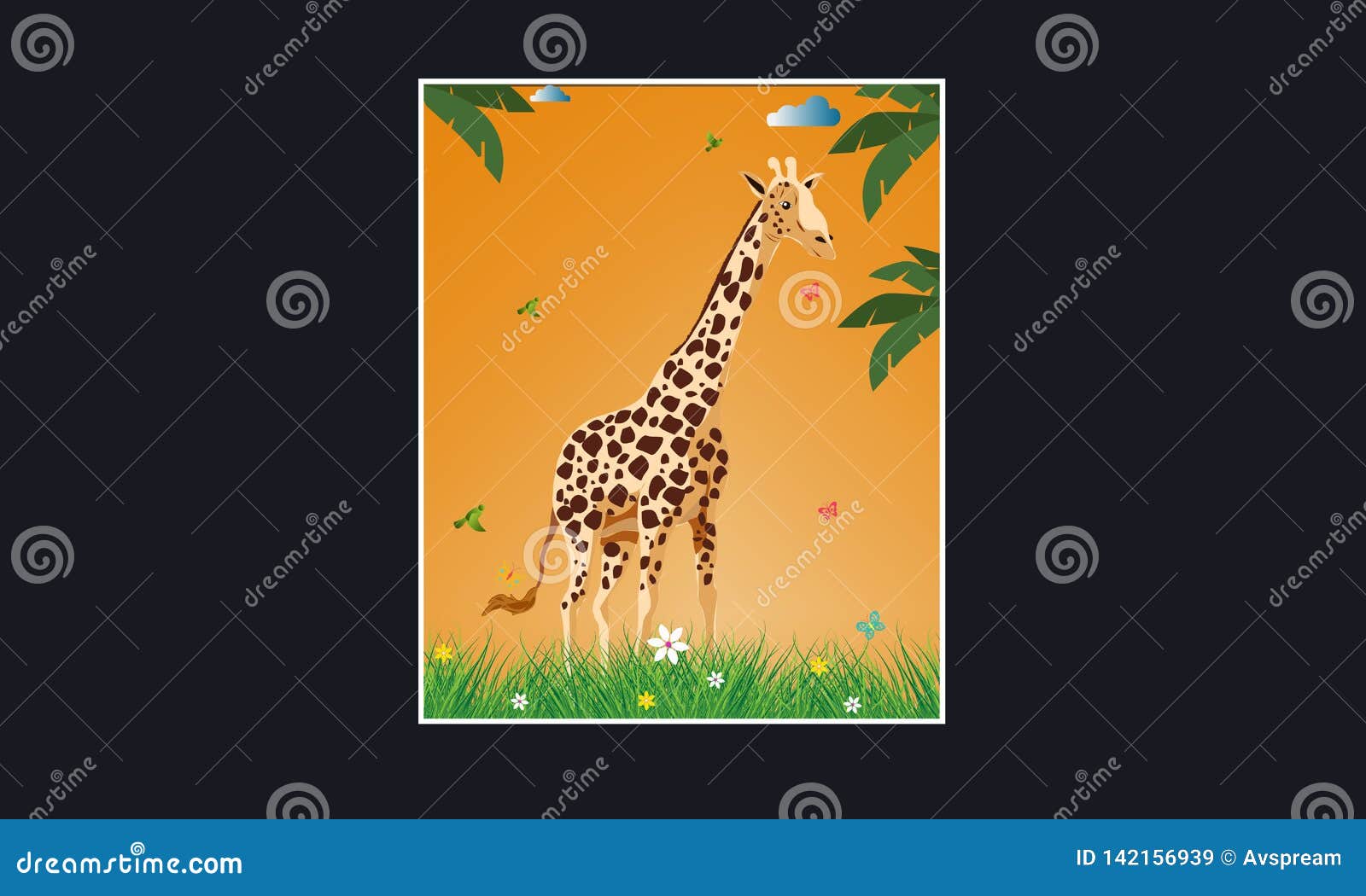 Cute Giraffe Vector Illustration Isolated Eps 6 - Vector Frame Designs ...