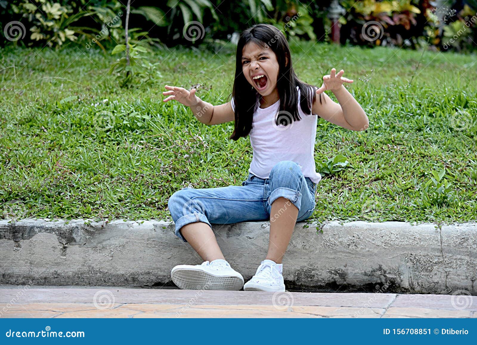 A Cute Girl and Anxiety stock image. Image of nervous - 156708851