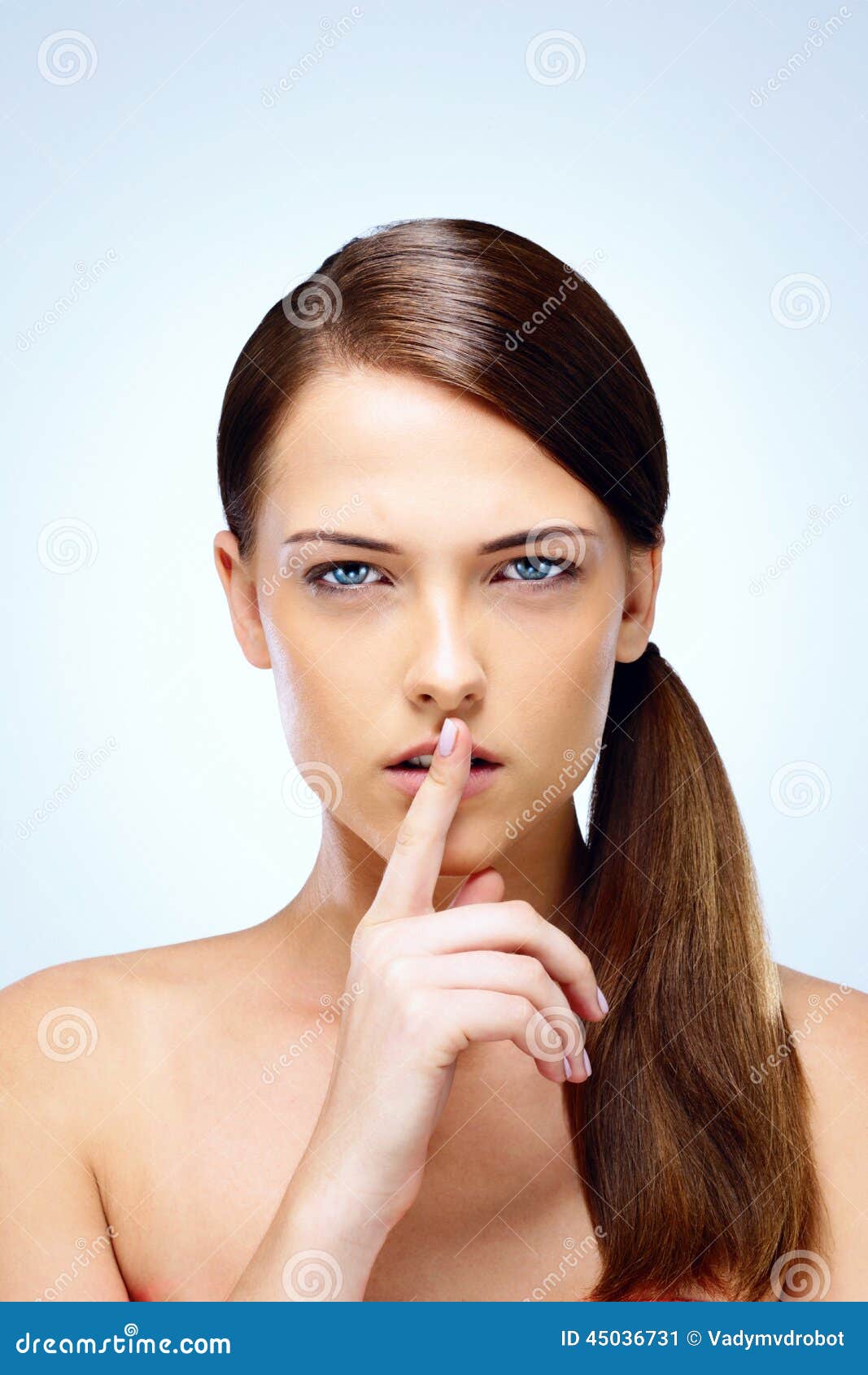 Cute girl asks for a quiet stock image. Image of closeup - 45036731