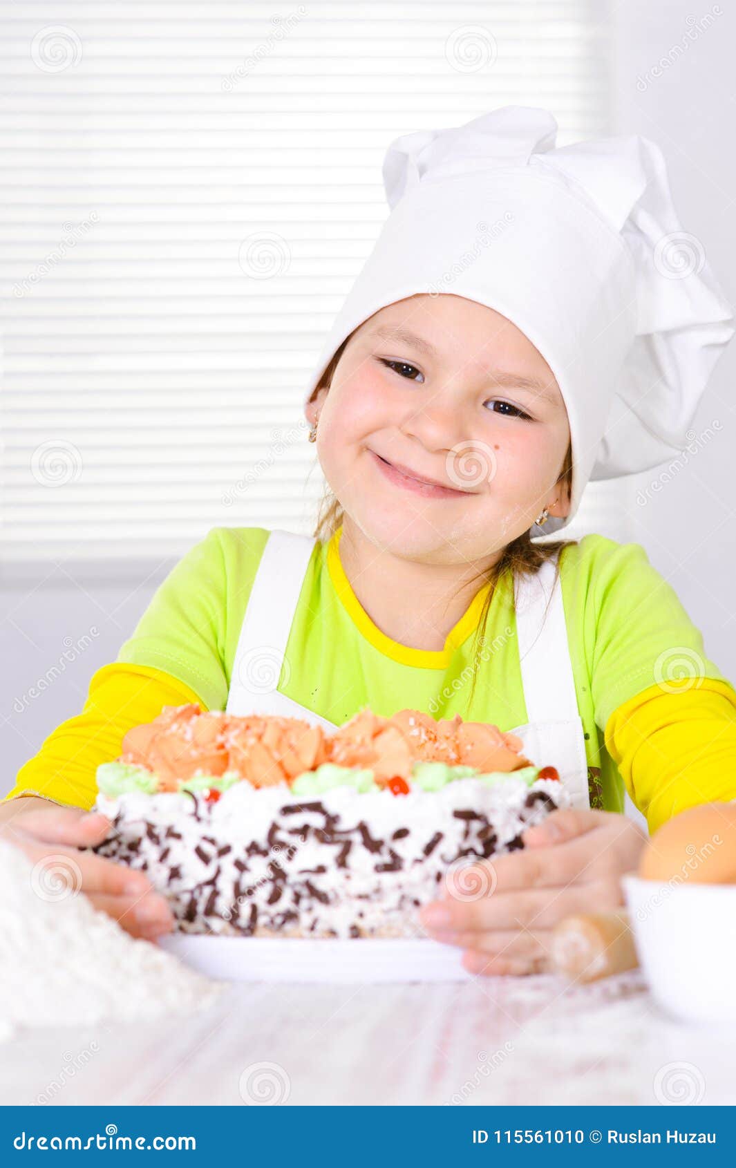 Cute Girl Baking Cake in the Kitchen Stock Photo - Image of caucasian ...