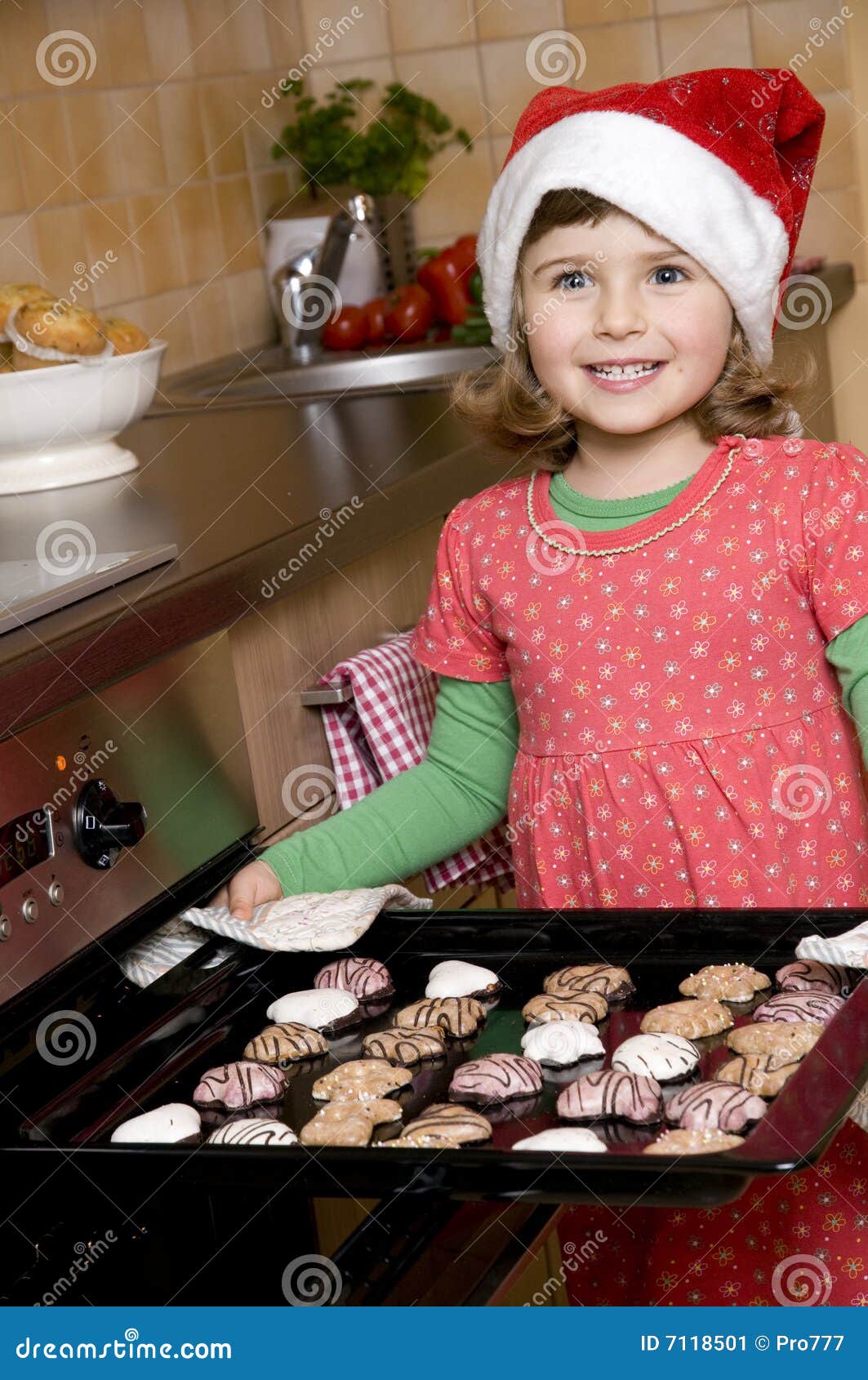 Cute Girl Baking Xmas Cookies Stock Image - Image of lifestyle, house ...