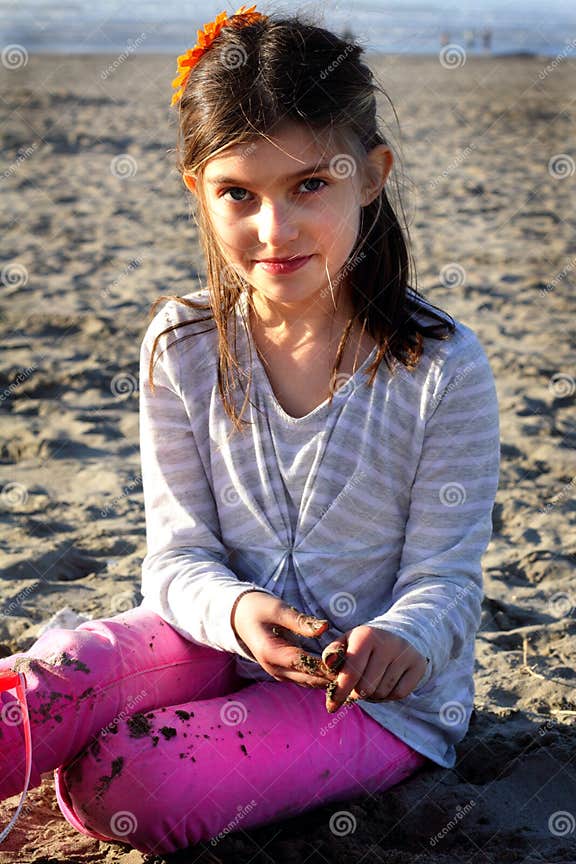 Cute Girl at Beach stock photo. Image of innocent, happy - 29013090