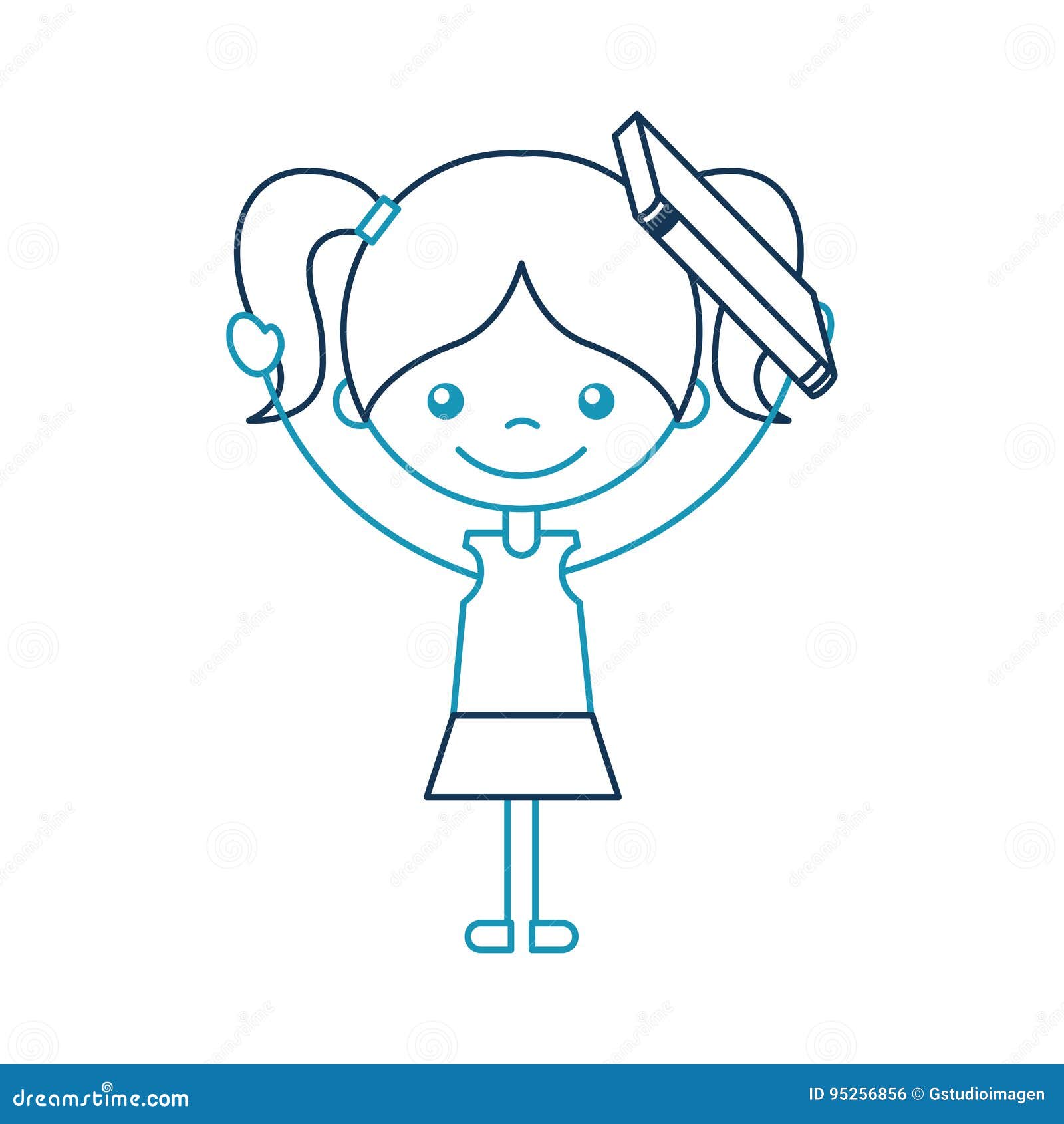 Cute Girl with Book Character Icon Stock Vector - Illustration of flat ...