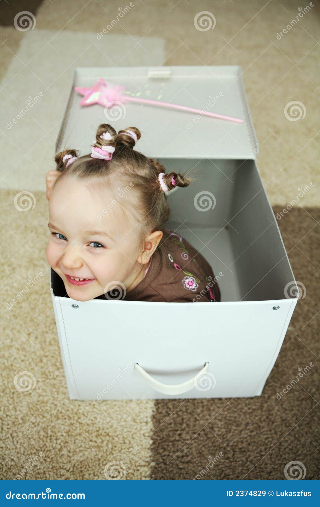 Cute Girl in Box stock image. Image of female, person - 2374829