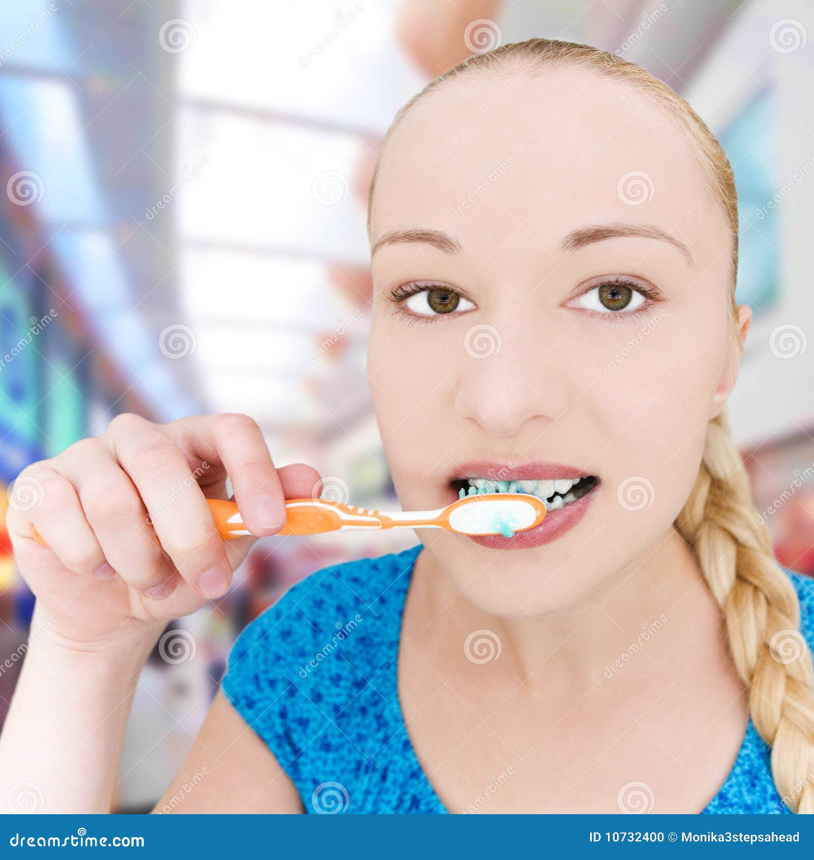 Cute girl brushing teeth stock photo. Image of oral, health - 10732400