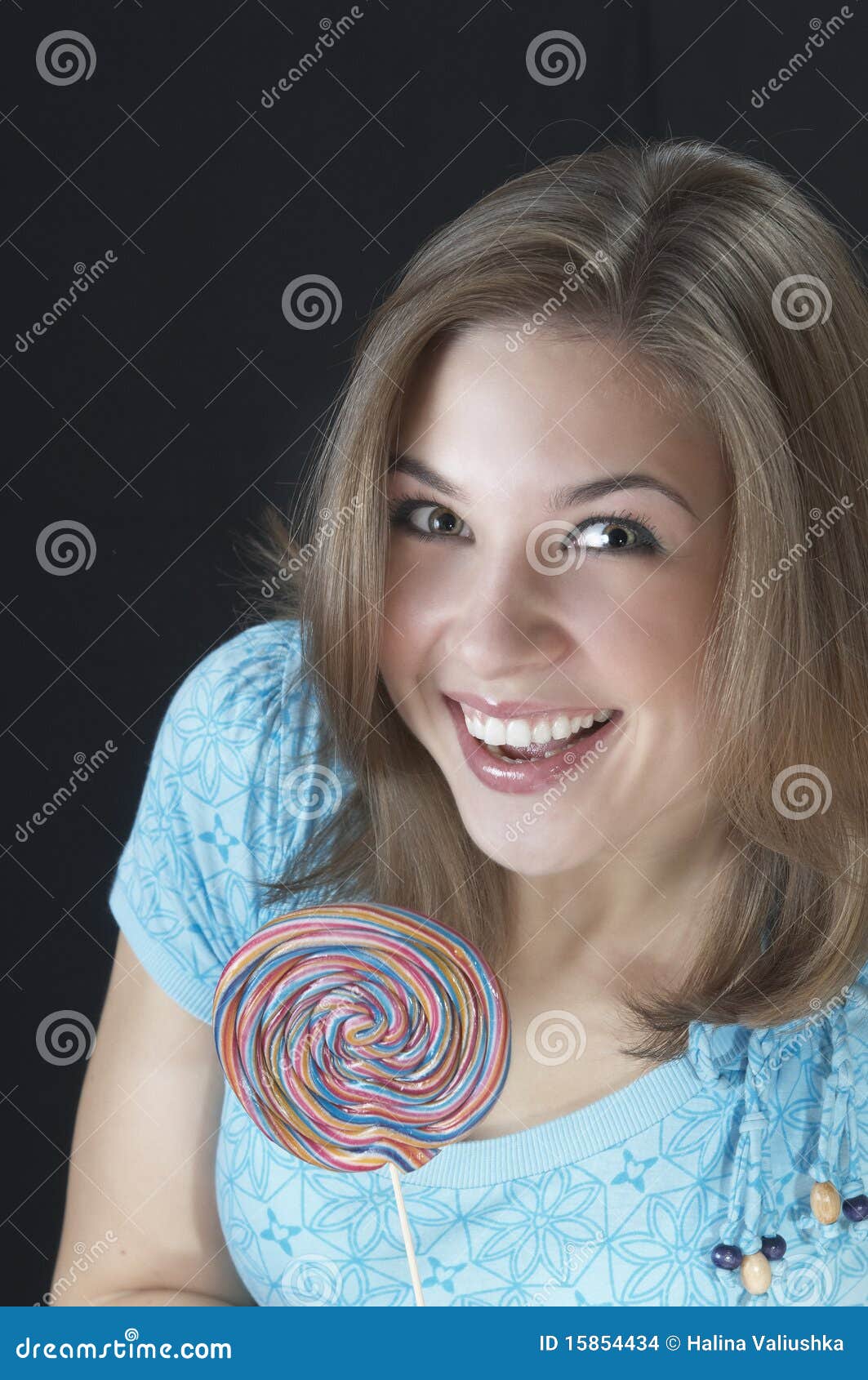 Cute girl with candy stock photo. Image of cheerful, portrait - 15854434