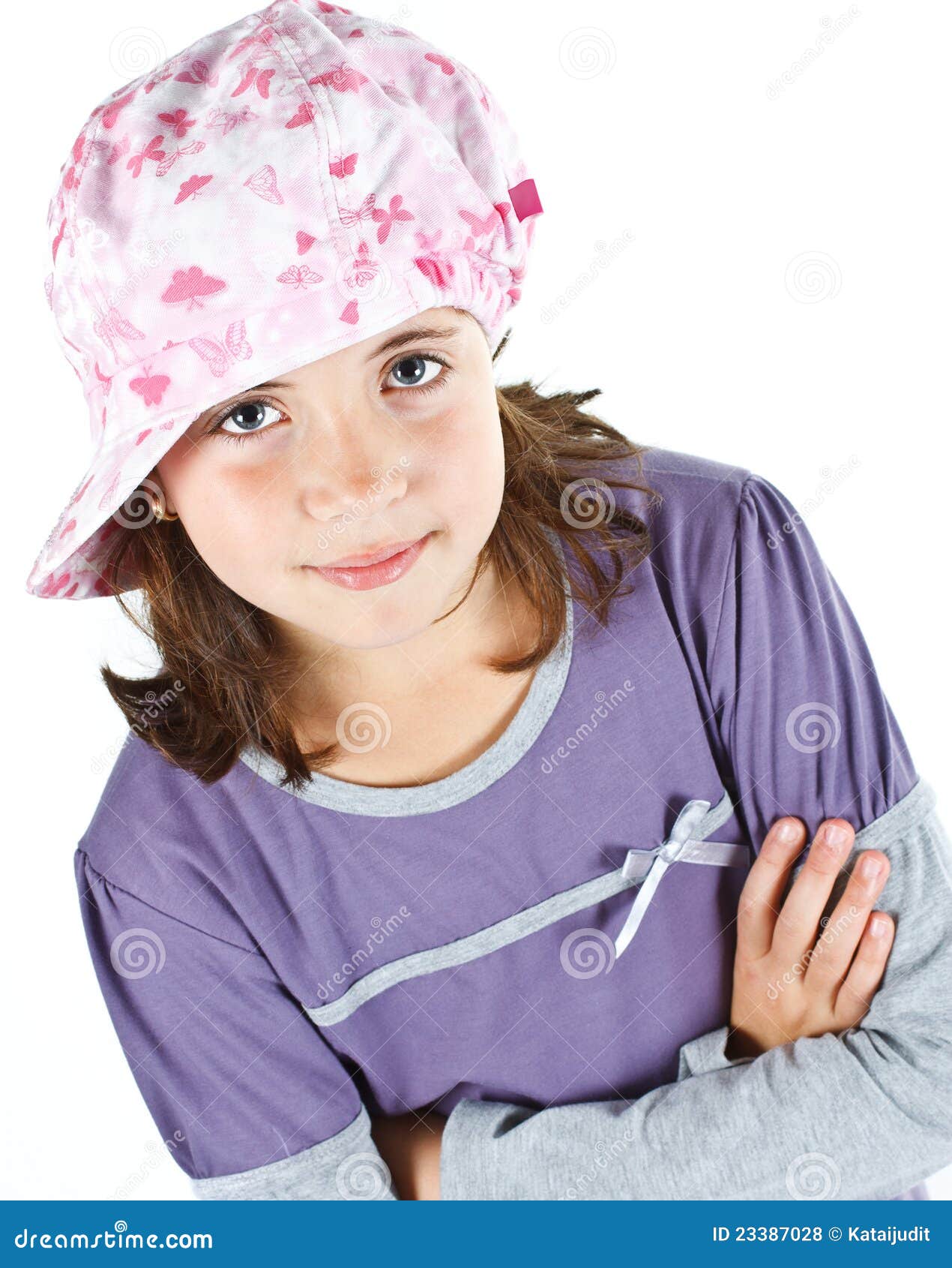 Cute girl with cap stock photo. Image of smile, little - 23387028
