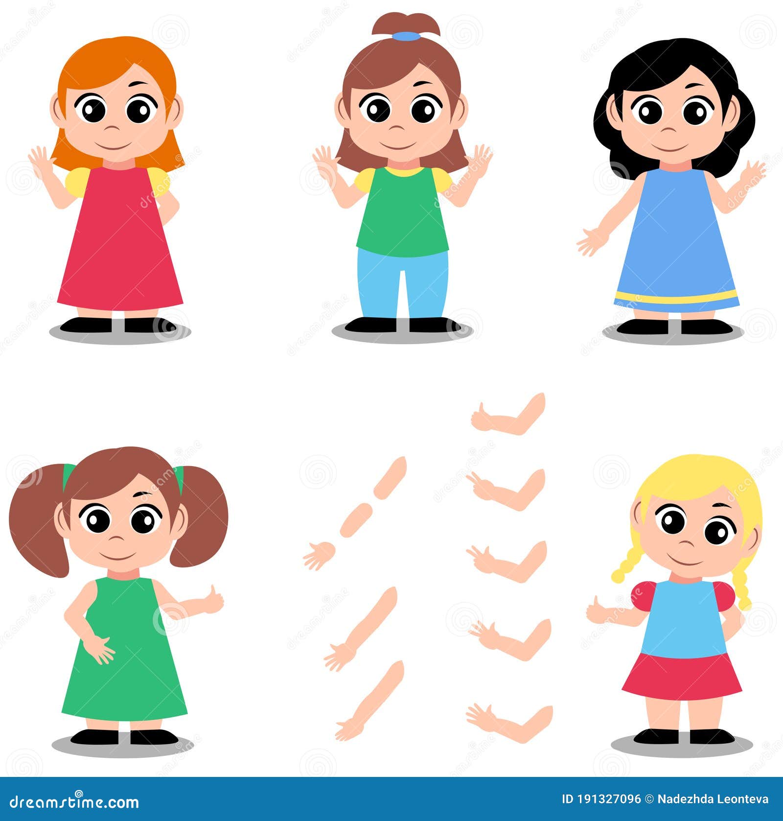 Cute Girl Character Constructor for Animation and Custom Illustrations ...