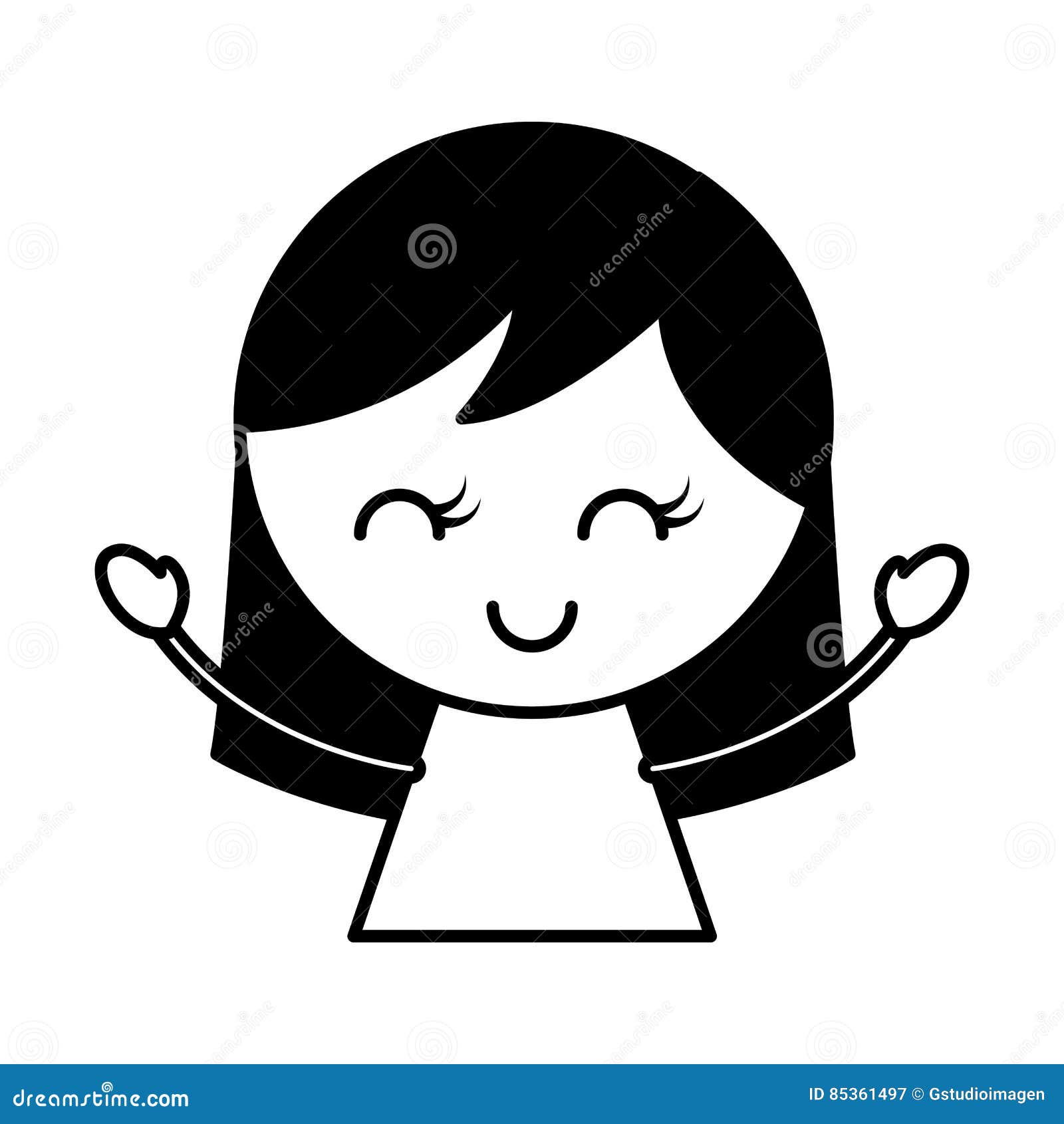 Cute girl character icon stock vector. Illustration of isolated - 85361497