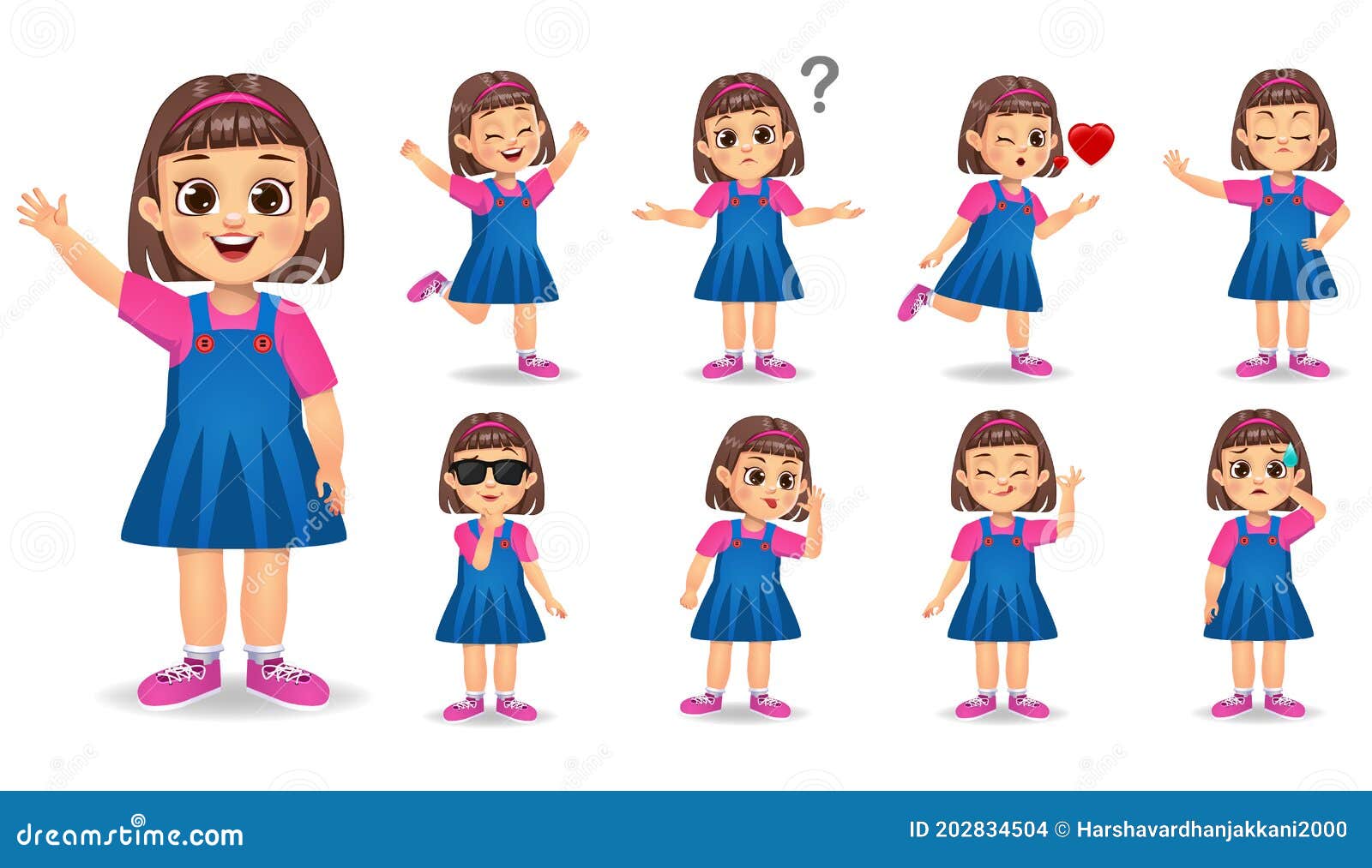 Cute girl character set stock illustration. Illustration of facial ...
