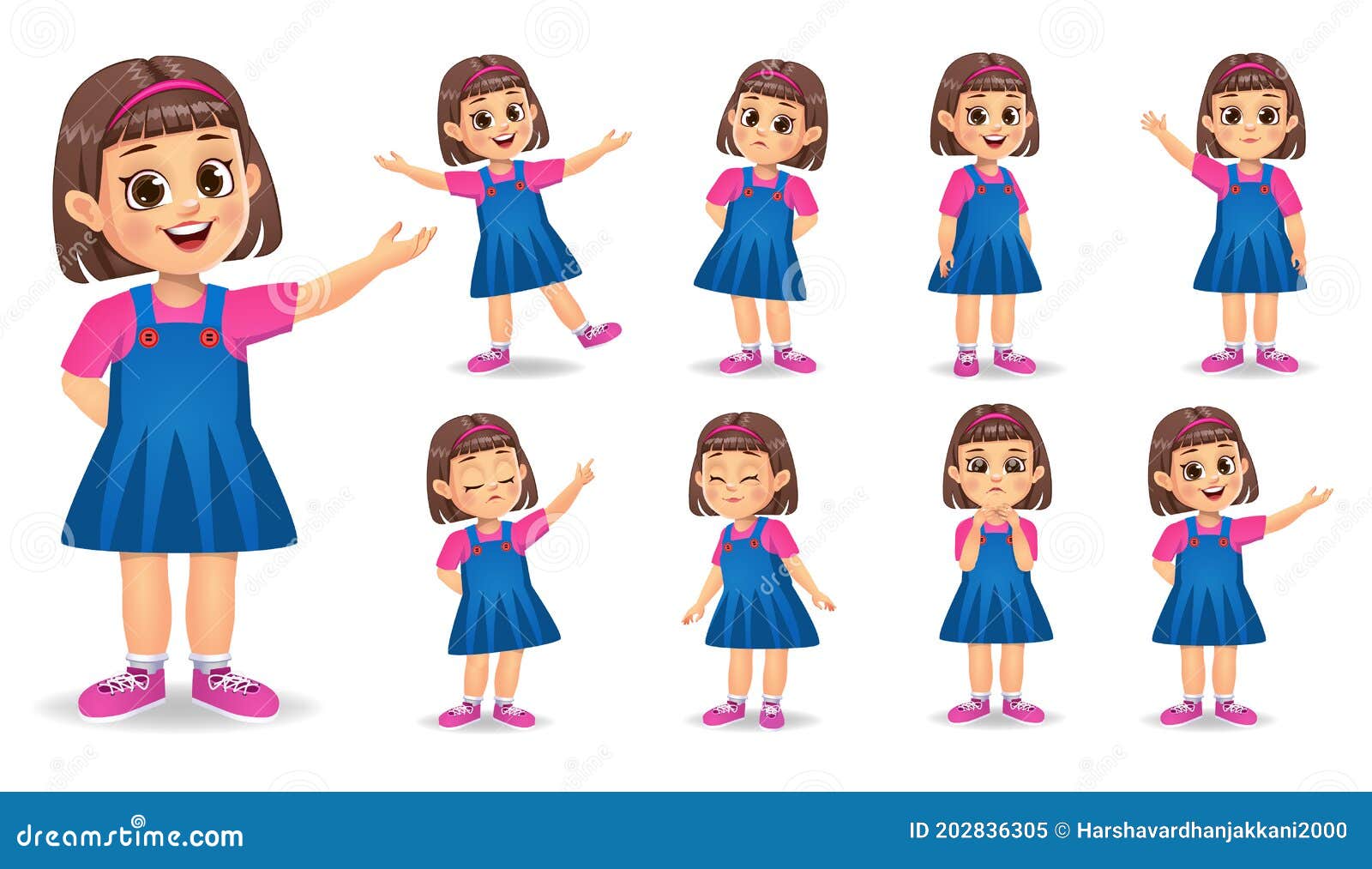 Cute girl character set stock illustration. Illustration of family ...