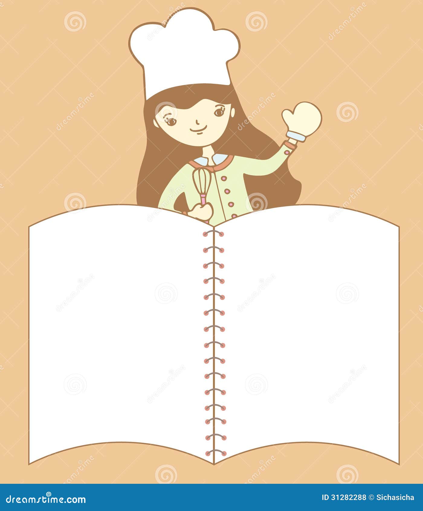 Cute Girl Chef with an Empty Space for Your Text Stock Vector ...